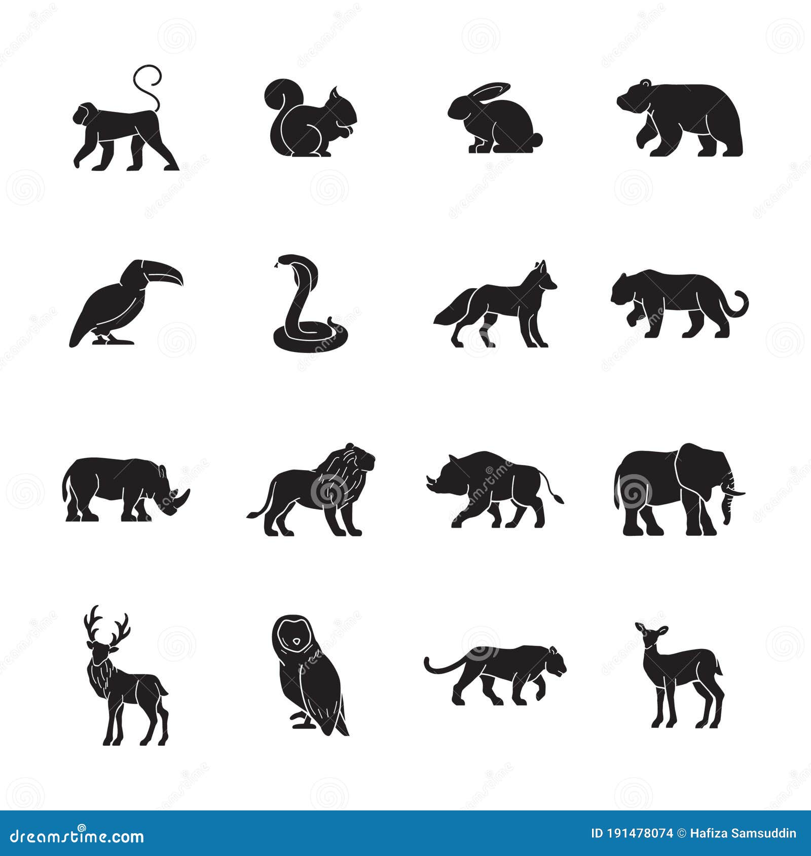 Set of Wild Animals. Vector Illustration Decorative Design Stock Vector ...