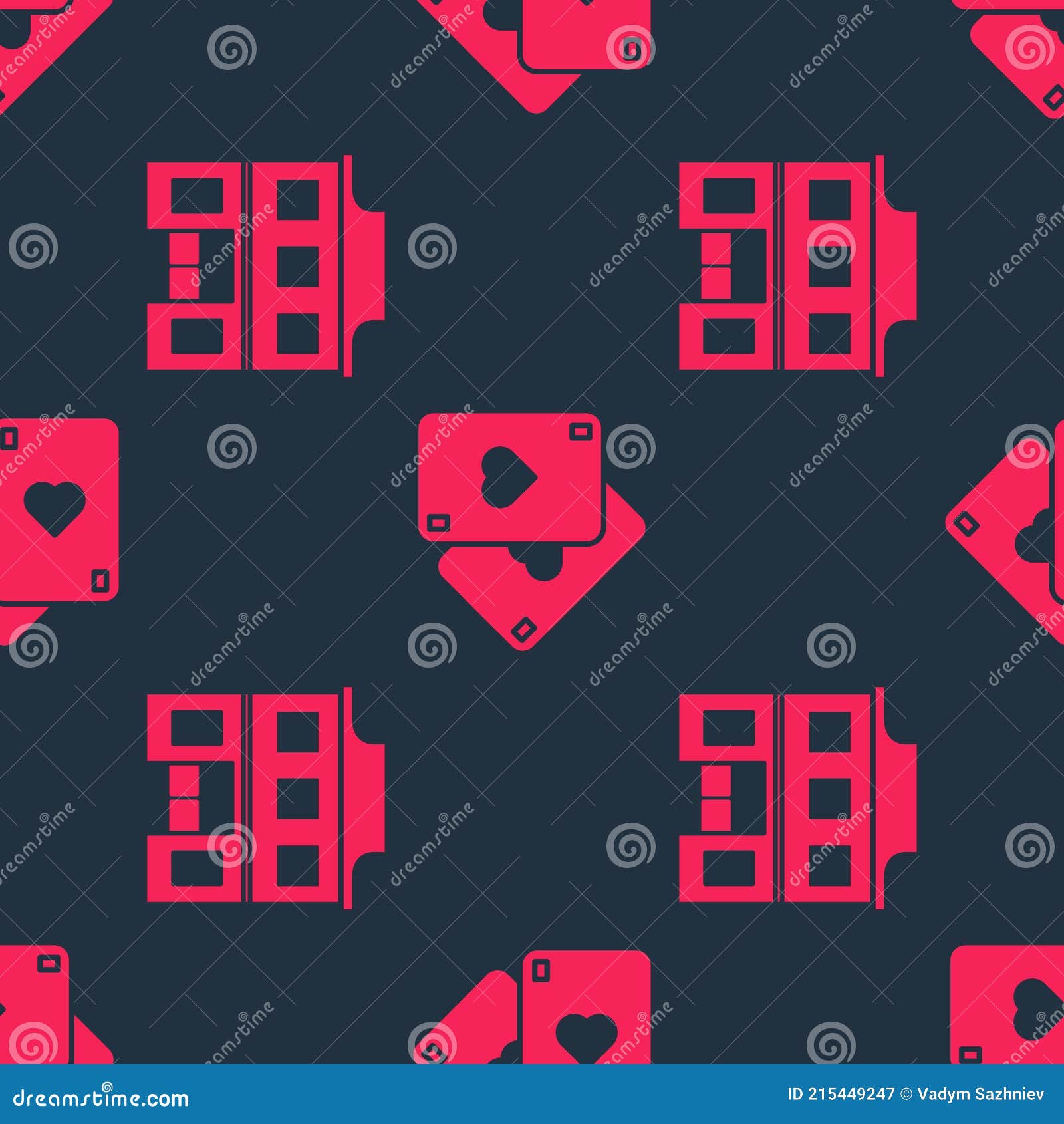 Set Wild West Saloon and Playing Cards on Seamless Pattern. Vector ...