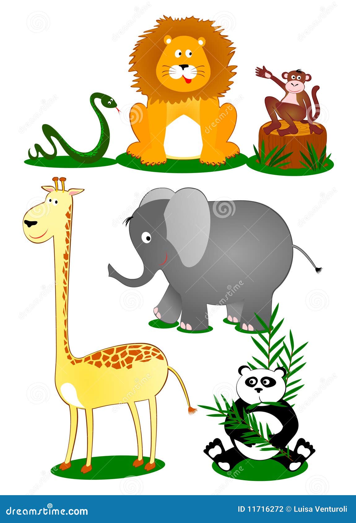 Set wildlife comic style stock illustration. Illustration of lion ...