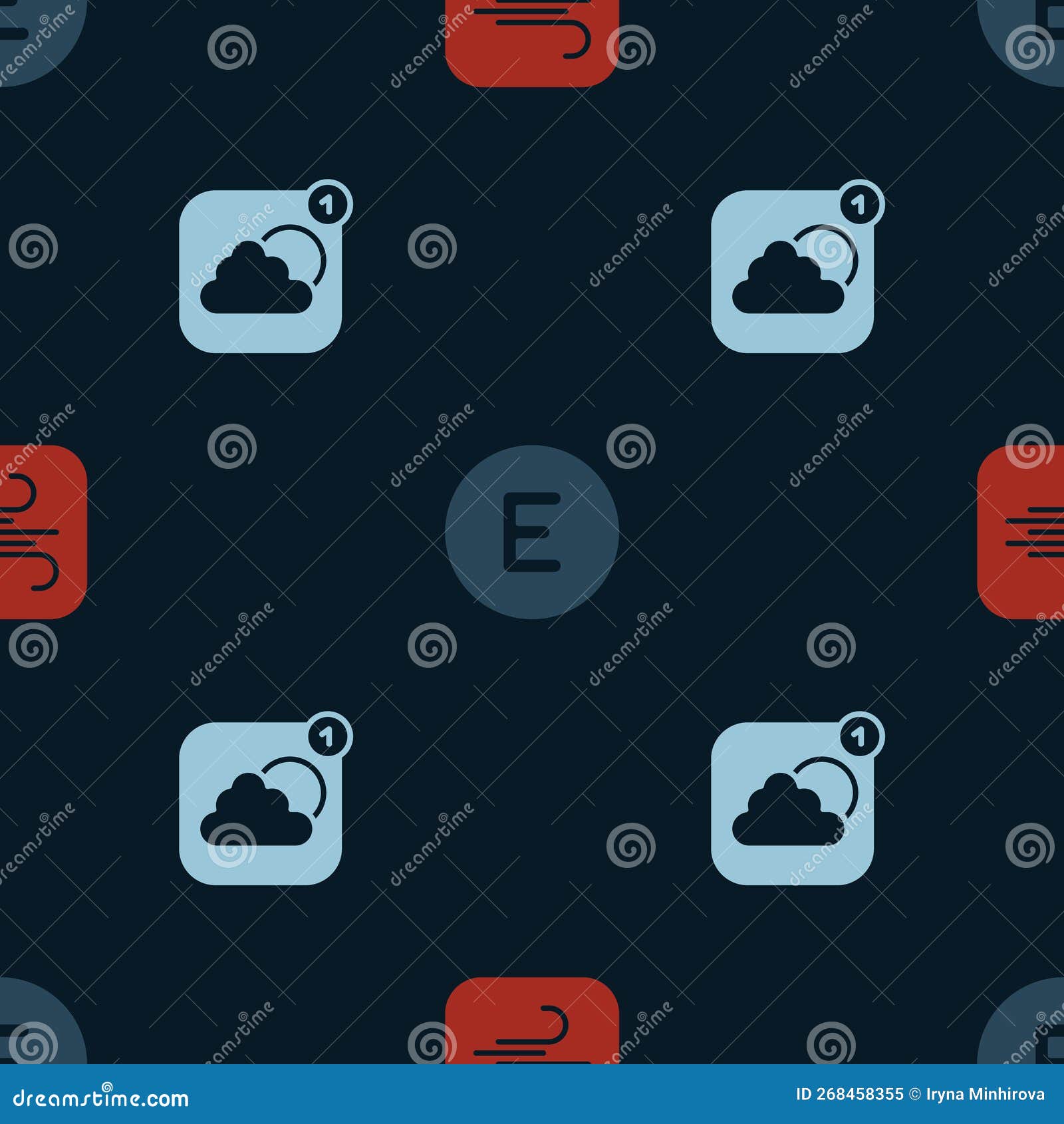 Set Wind, Compass West and Weather Forecast App on Seamless Pattern ...