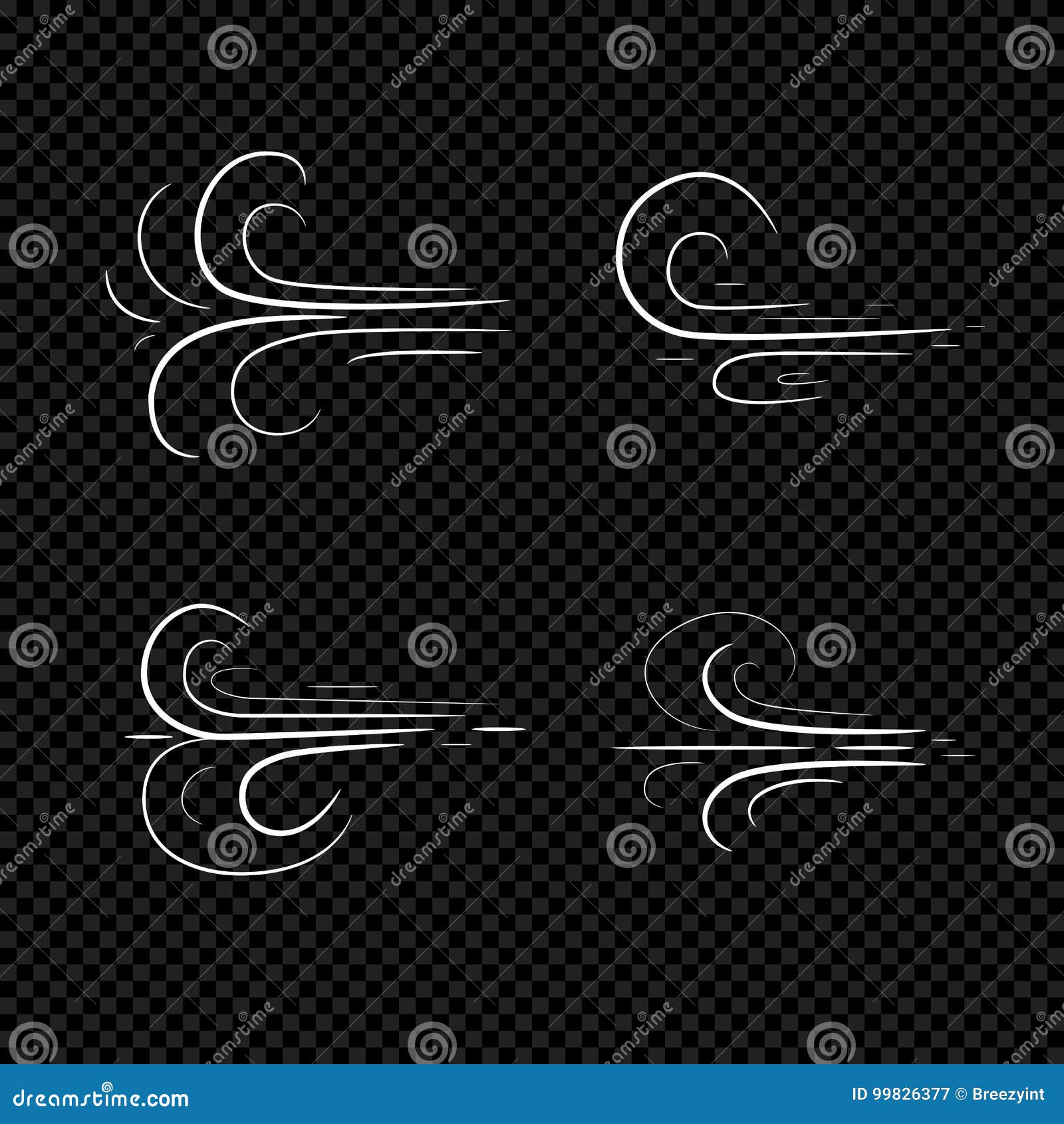 Set of Wind on Dark Background Stock Vector - Illustration of cartoon ...
