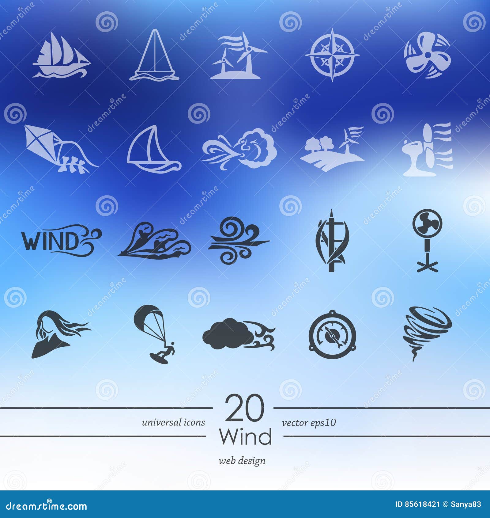 Set of wind icons stock vector. Illustration of atmosphere - 85618421