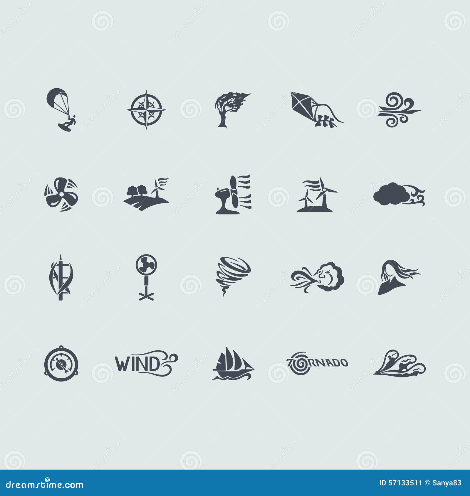 Set of wind icons stock vector. Illustration of group - 57133511