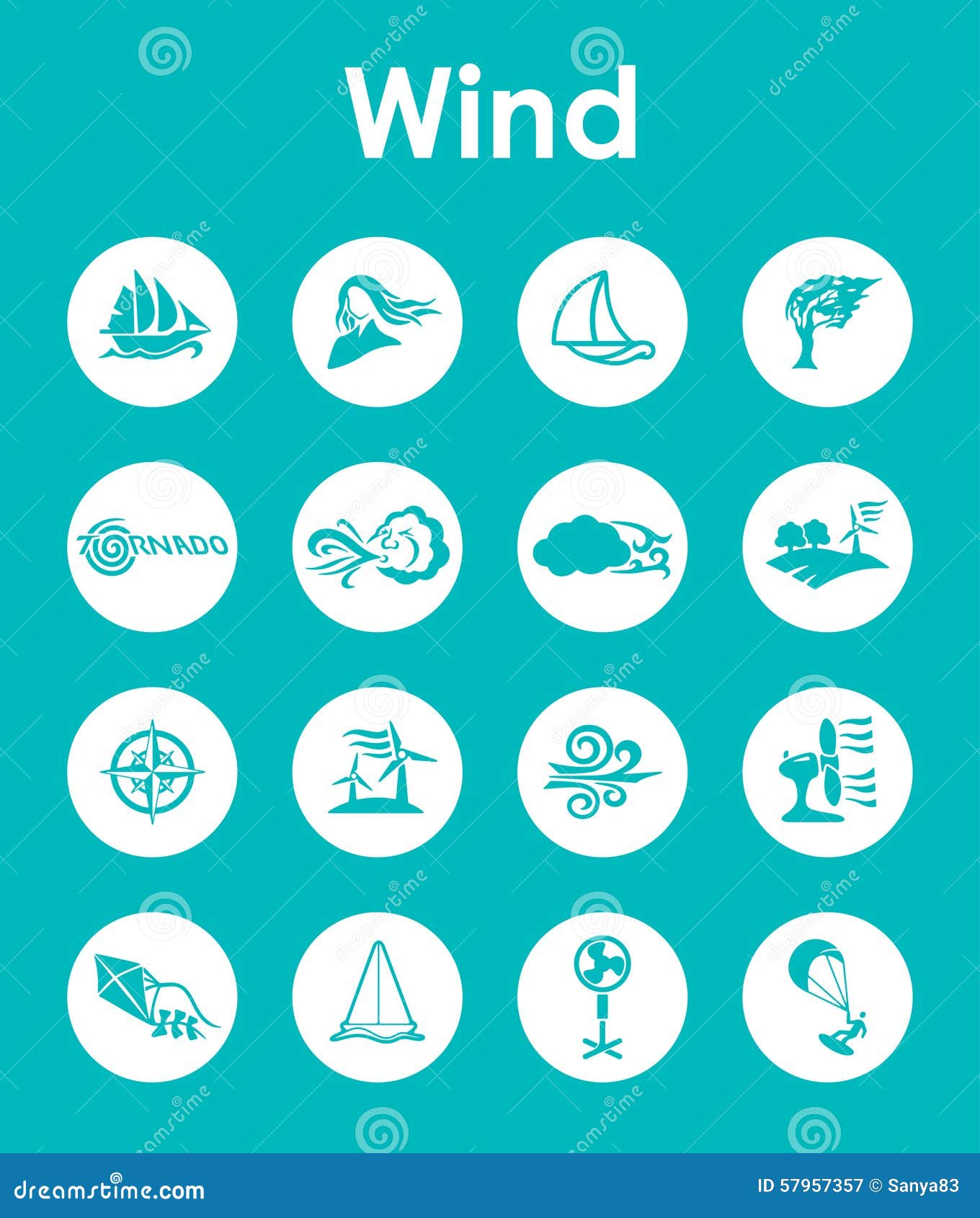 Set of wind simple icons stock vector. Illustration of cloud - 57957357