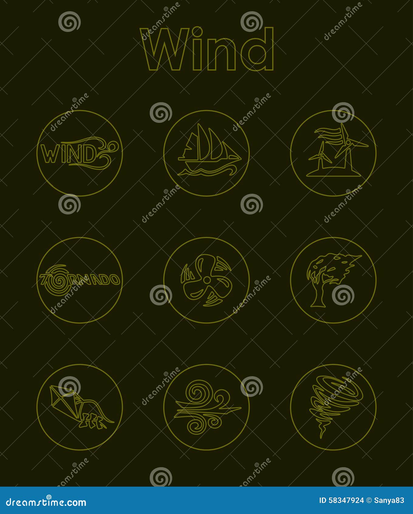 Set of wind simple icons stock vector. Illustration of icon - 58347924