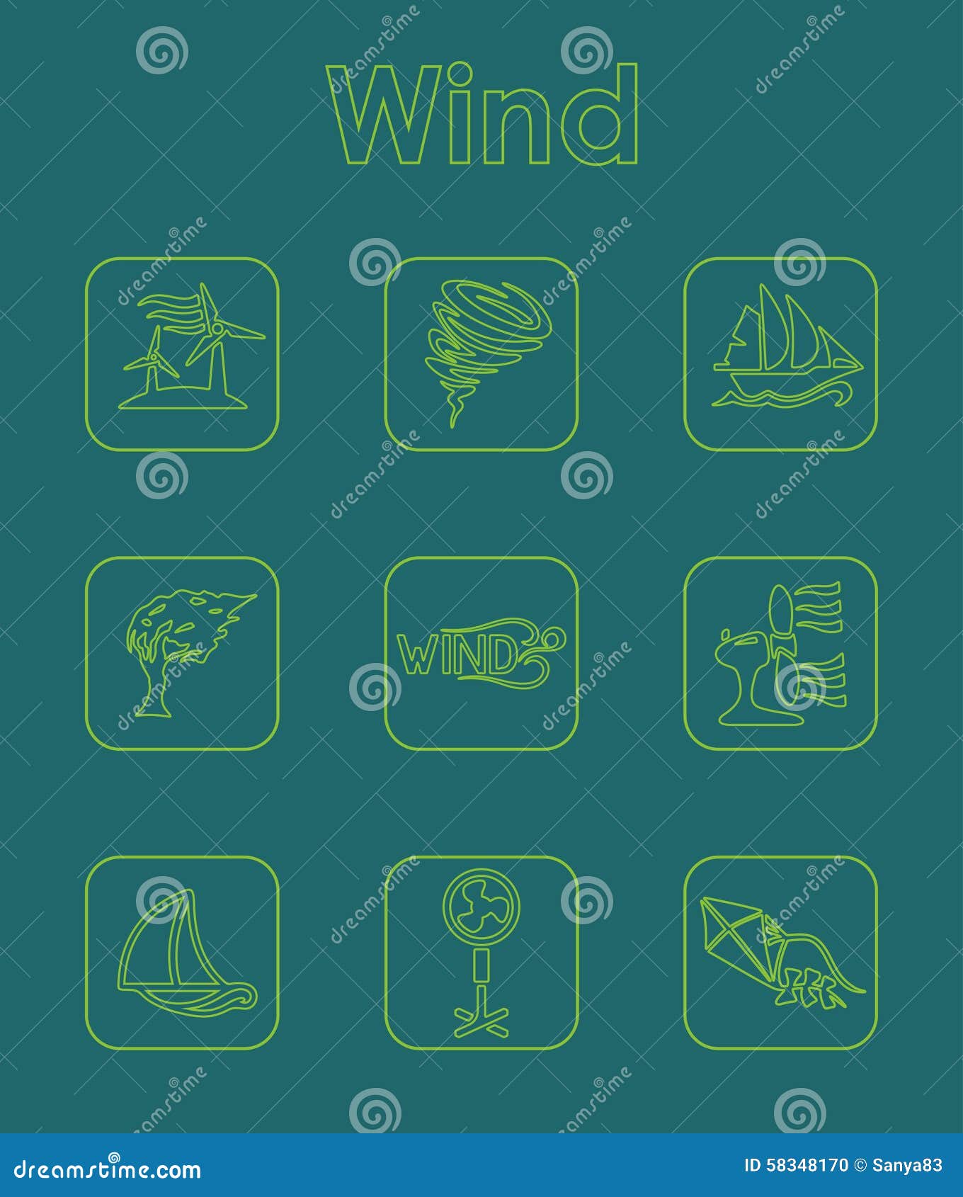 Set of wind simple icons stock vector. Illustration of monsoon - 58348170