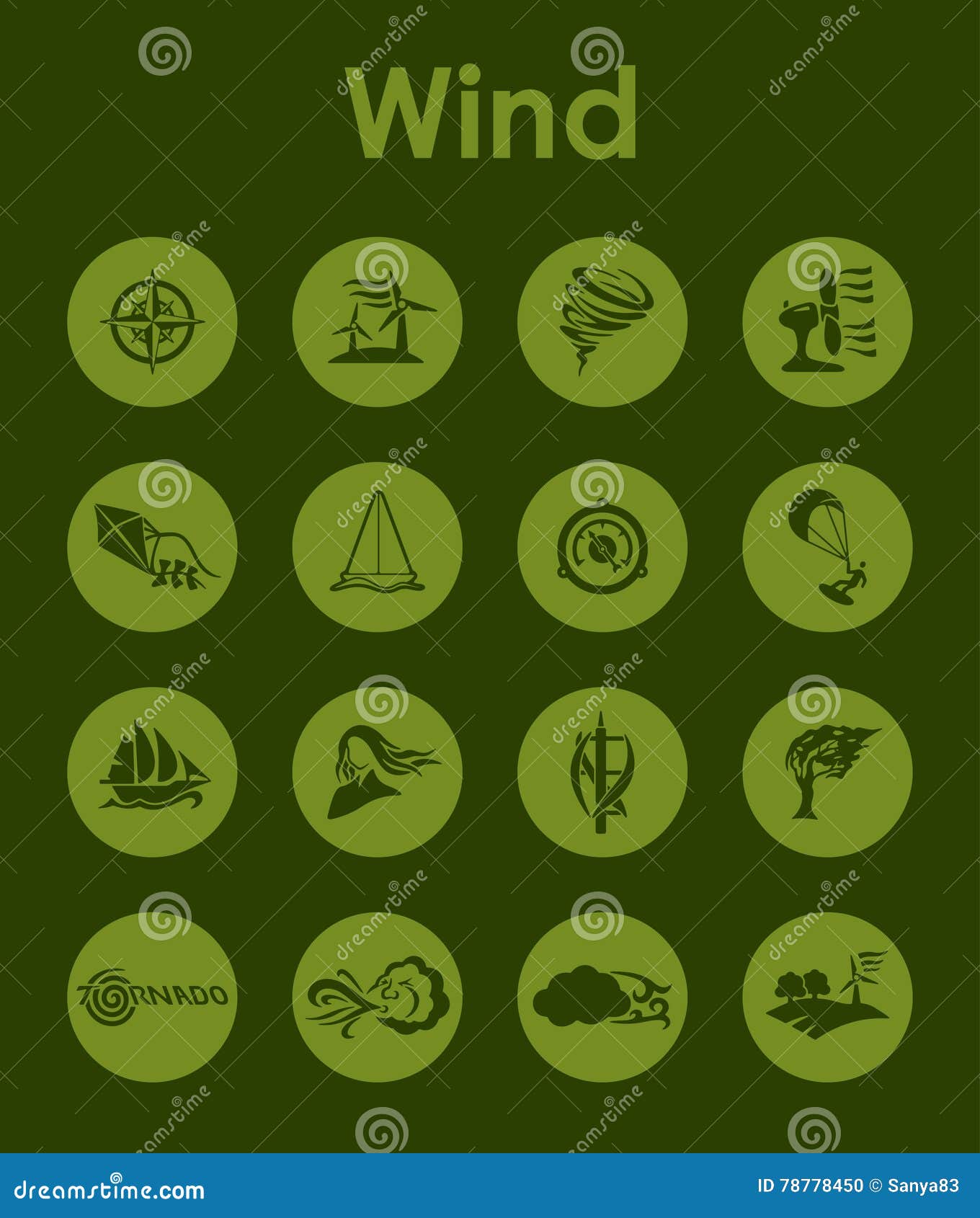 Set of wind simple icons stock vector. Illustration of graphic - 78778450
