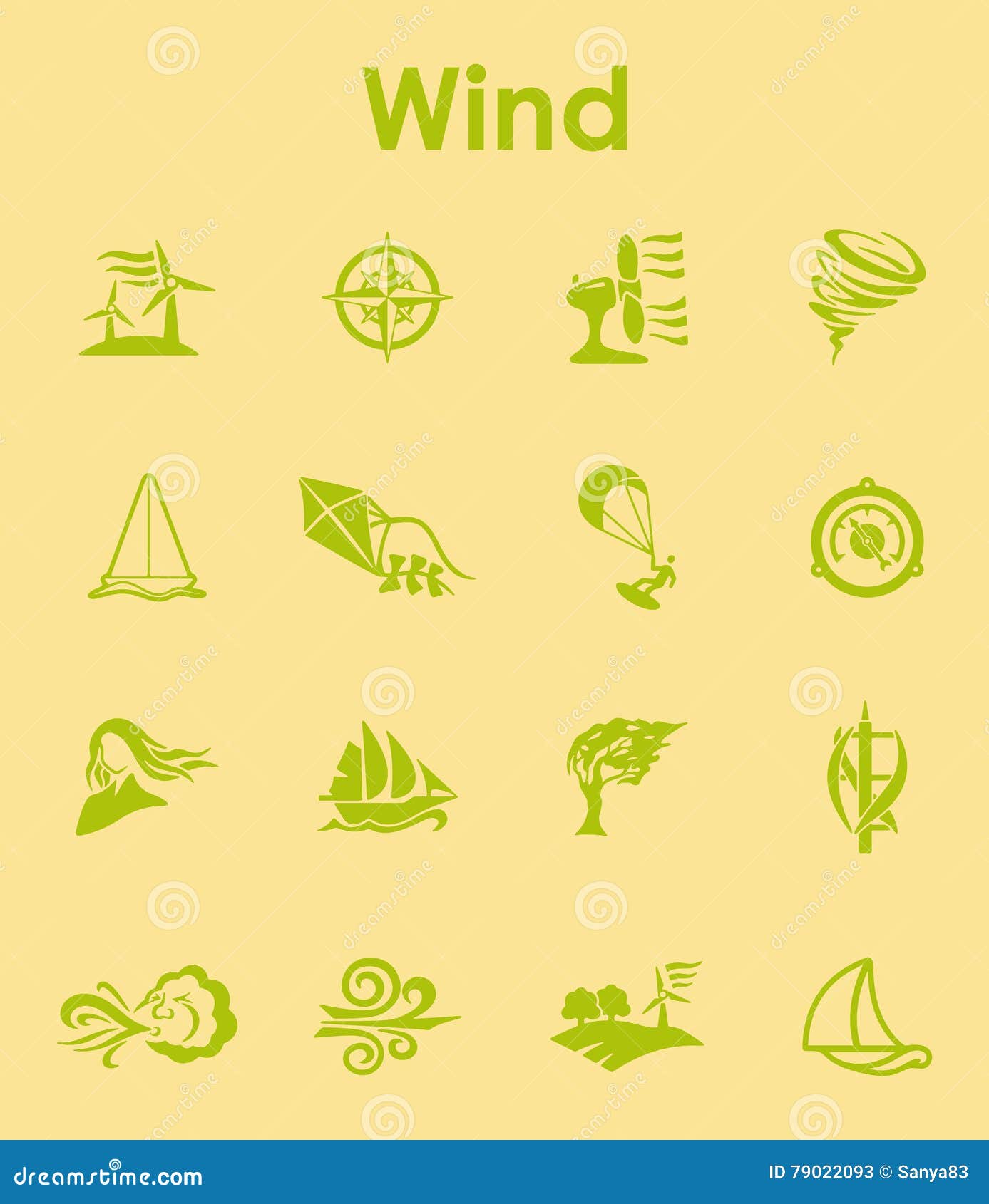 Set of wind simple icons stock vector. Illustration of abstract - 79022093