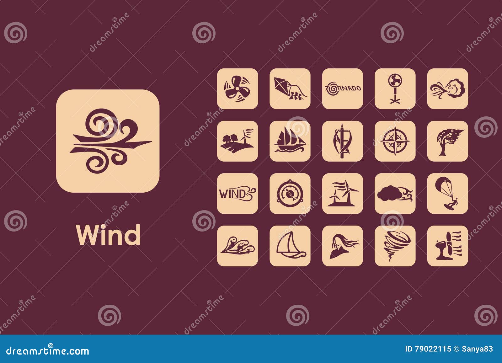 Set of wind simple icons stock vector. Illustration of graphic - 79022115