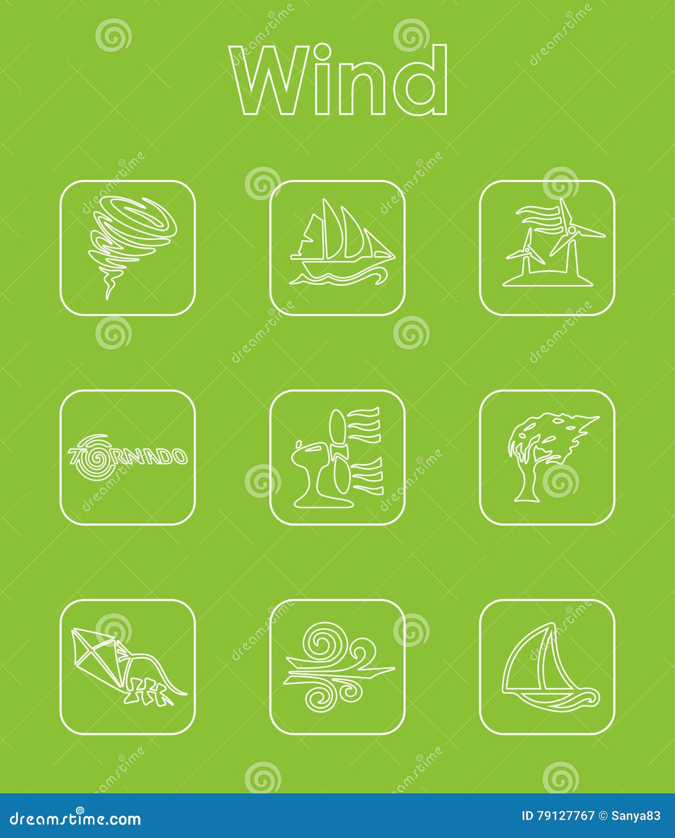 Set of wind simple icons stock vector. Illustration of flow - 79127767