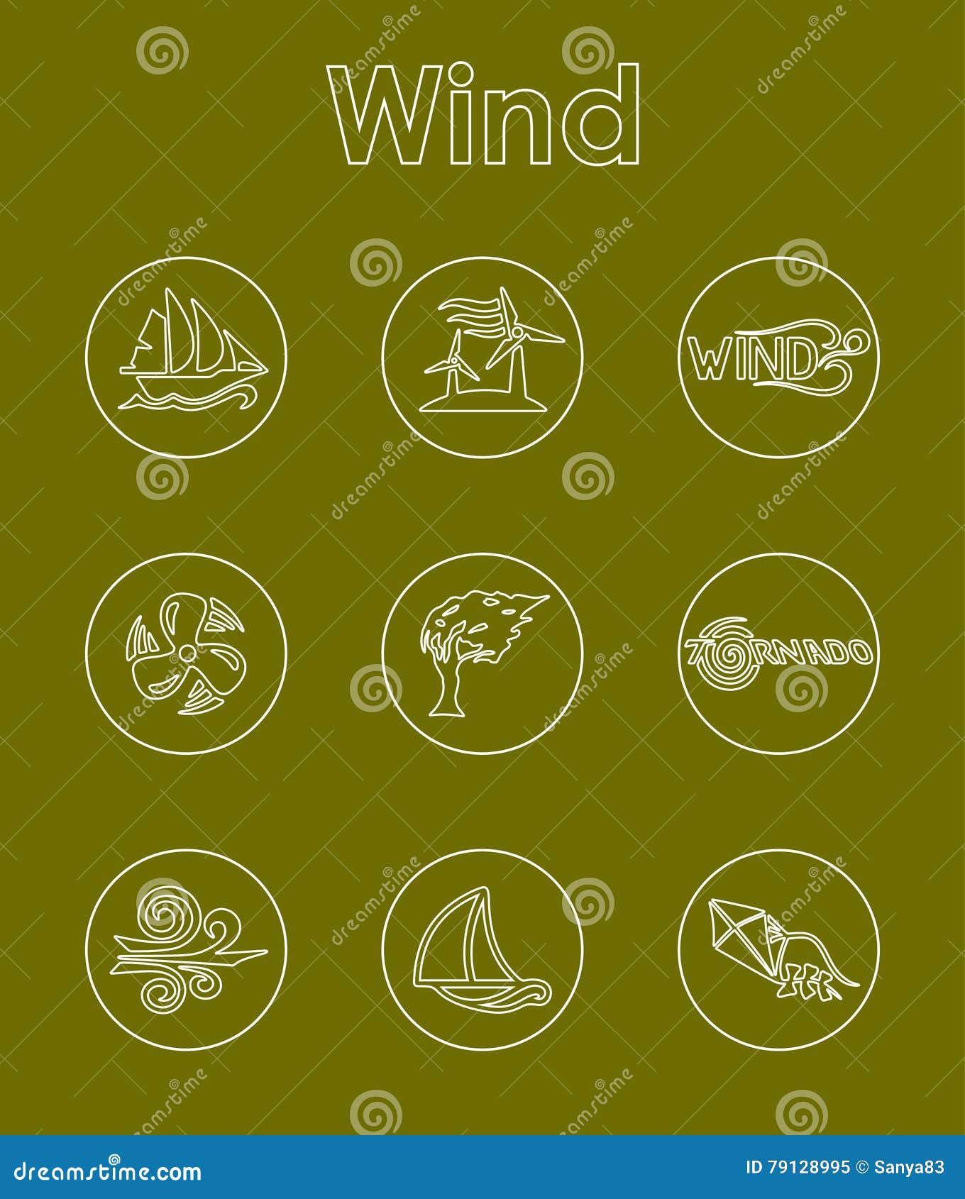 Set of wind simple icons stock vector. Illustration of buttons - 79128995