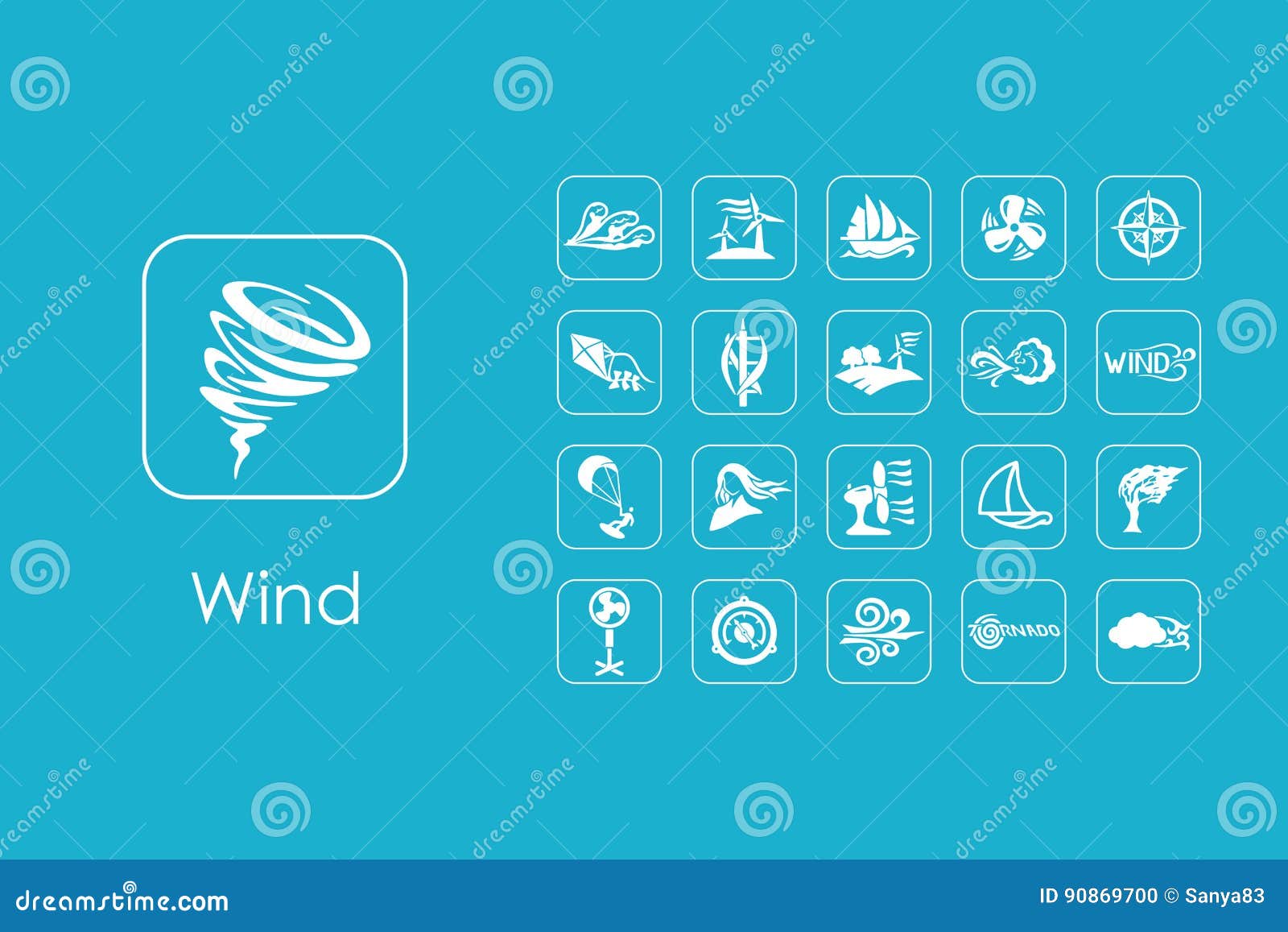 Set of wind simple icons stock vector. Illustration of flow - 90869700