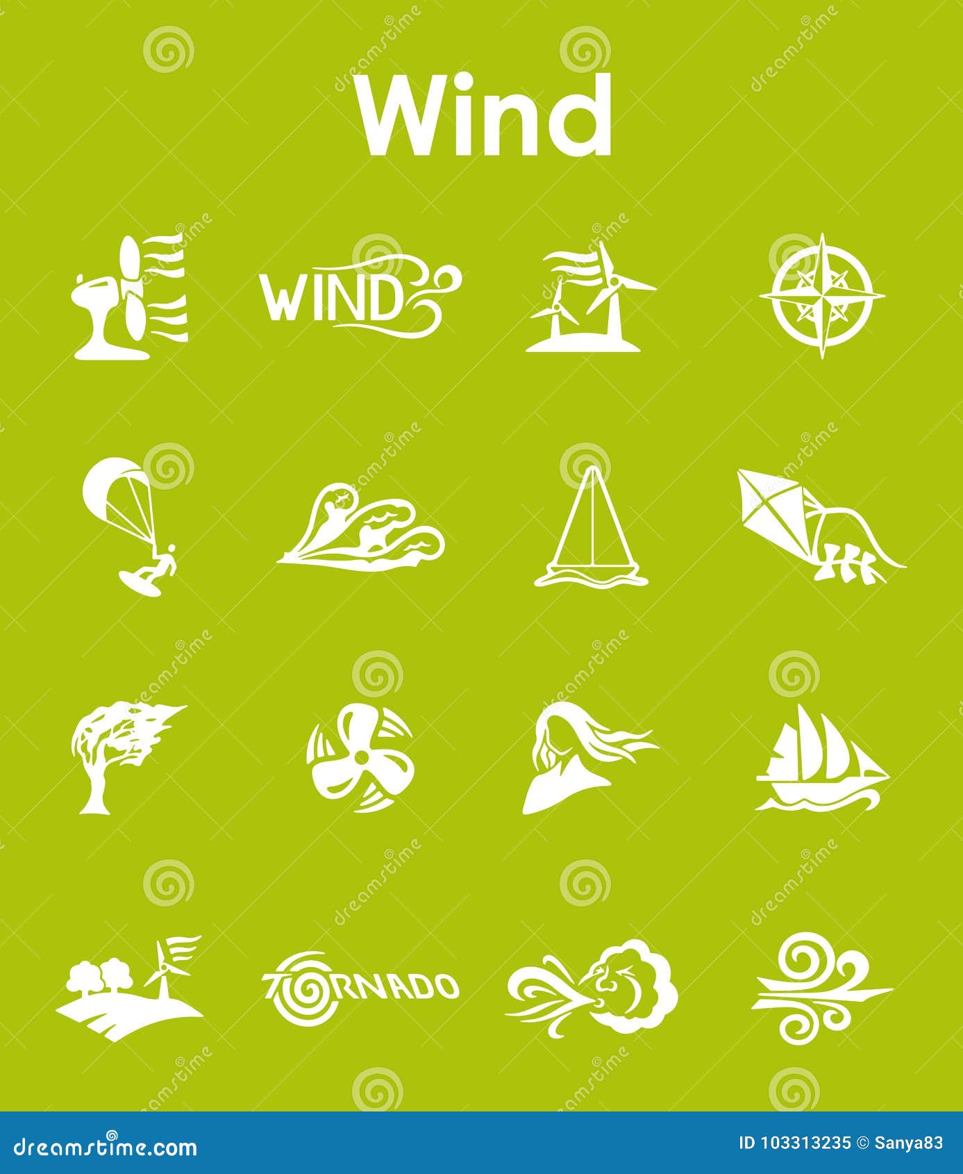 Set of wind simple icons stock vector. Illustration of collection ...