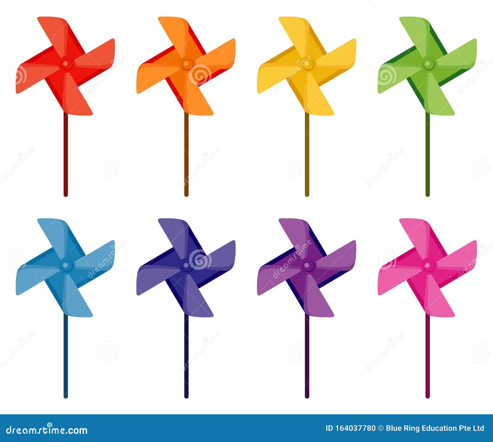 Set of Wind Spinners in Different Colors Stock Vector - Illustration of ...