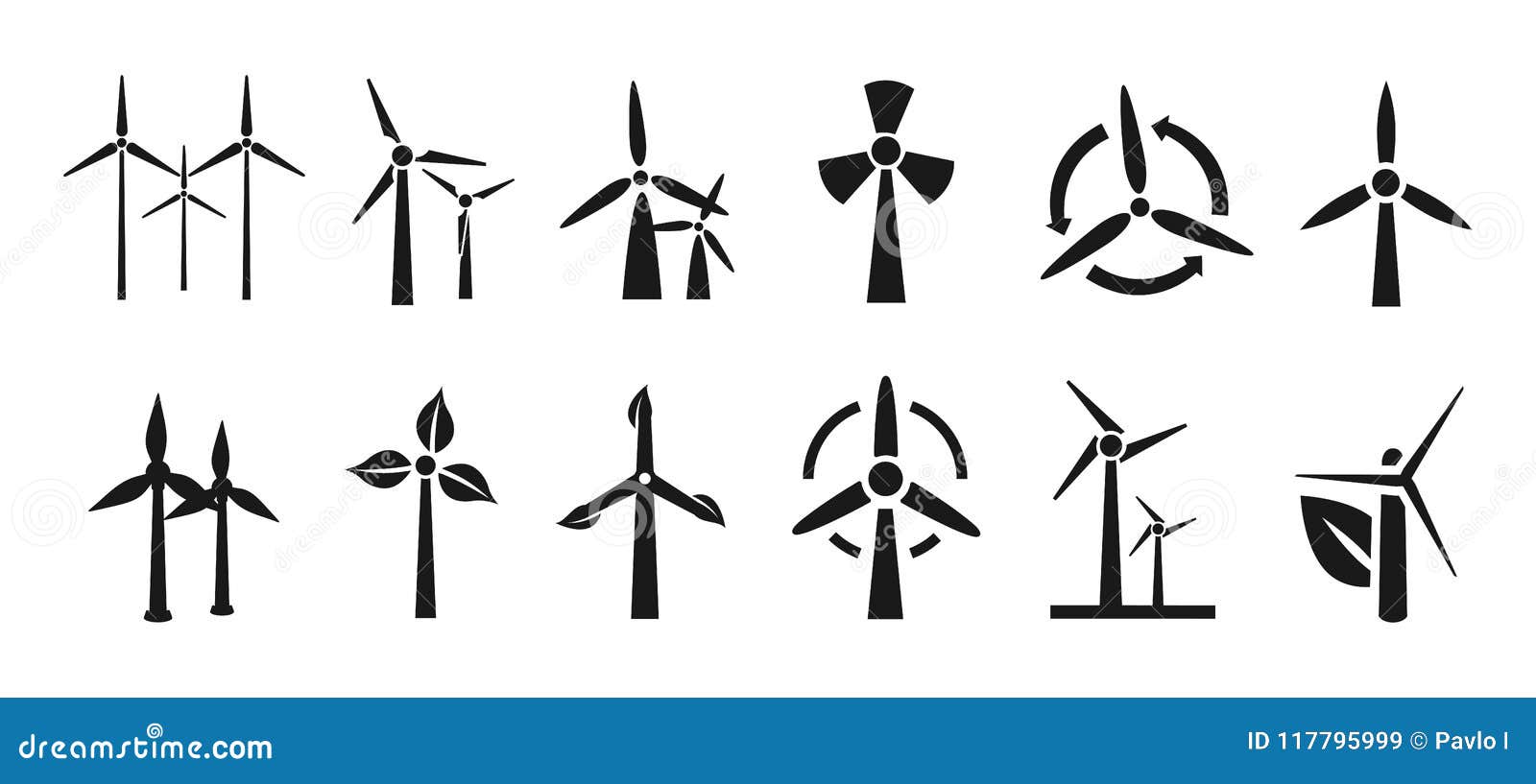 Set of Wind Turbine - Vector Stock Vector - Illustration of generator ...