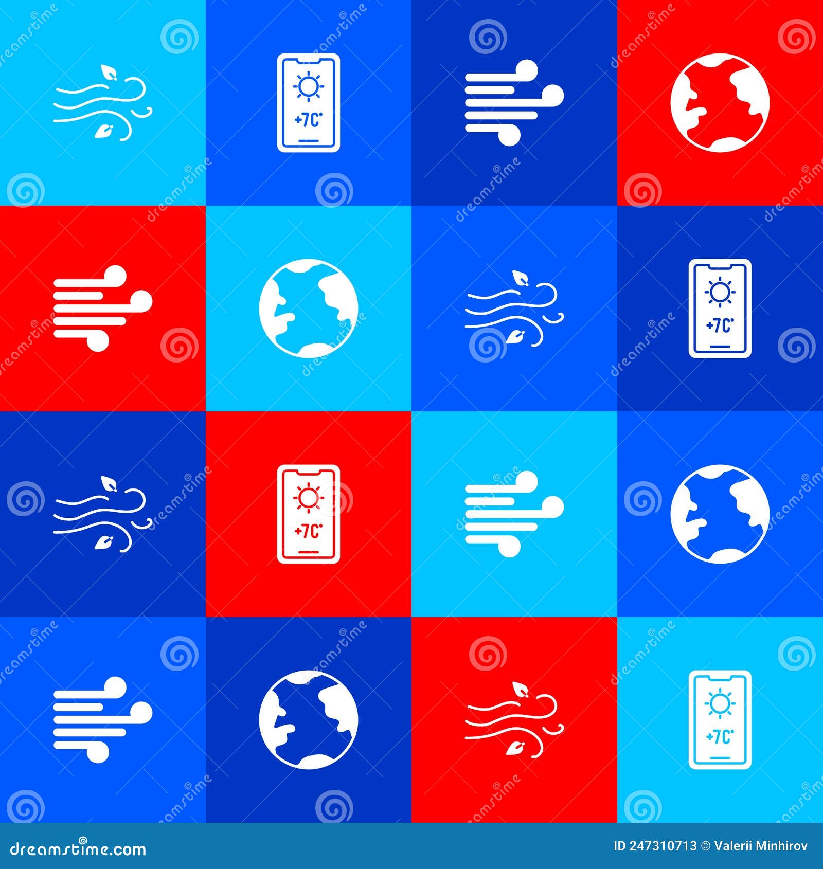 Set Wind, Weather Forecast, and Earth Globe Icon. Vector Stock Vector ...