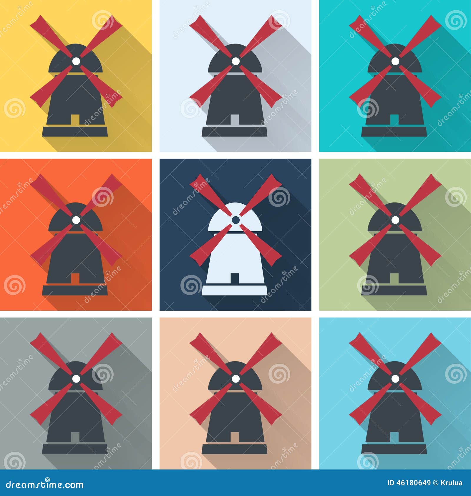 Set of windmill web icons stock vector. Illustration of windmill - 46180649