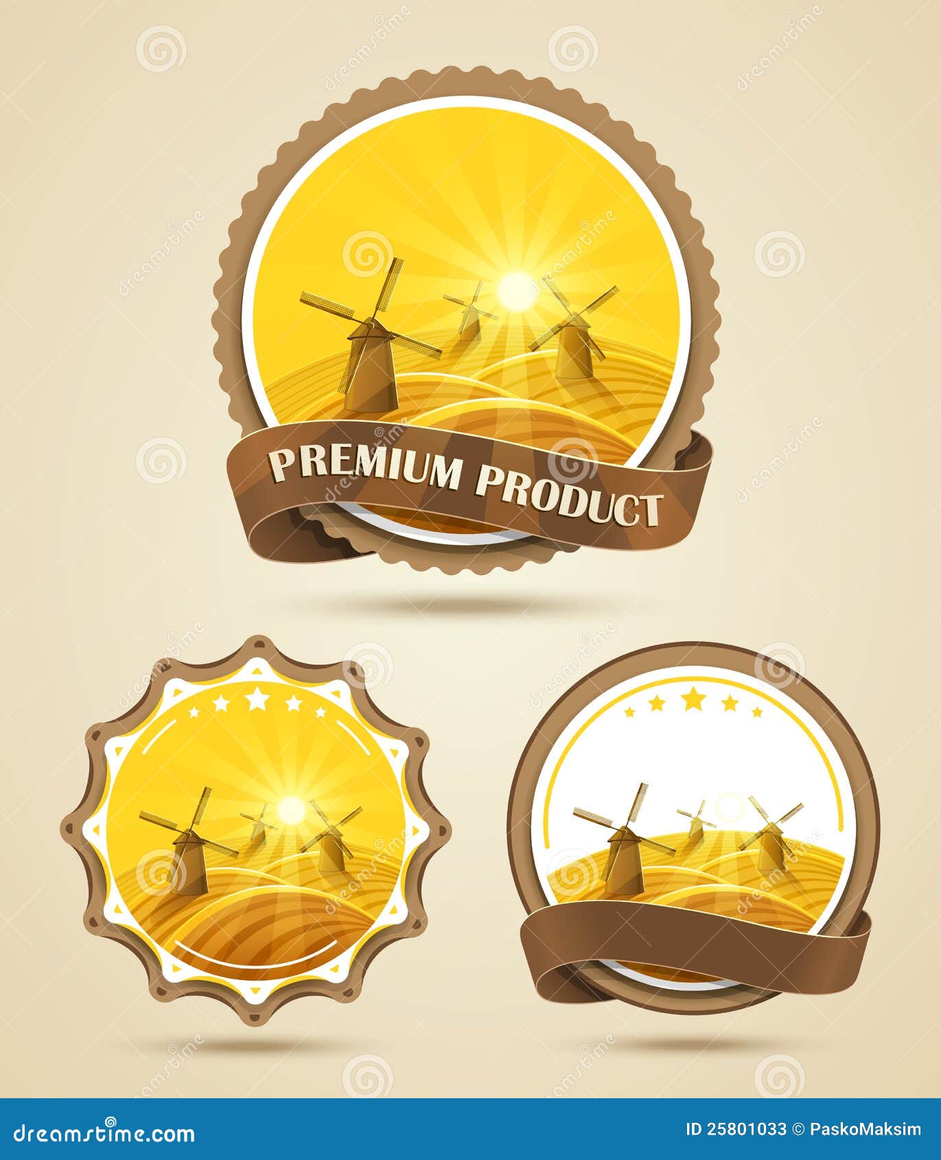 Set of windmills labels stock vector. Illustration of bread - 25801033