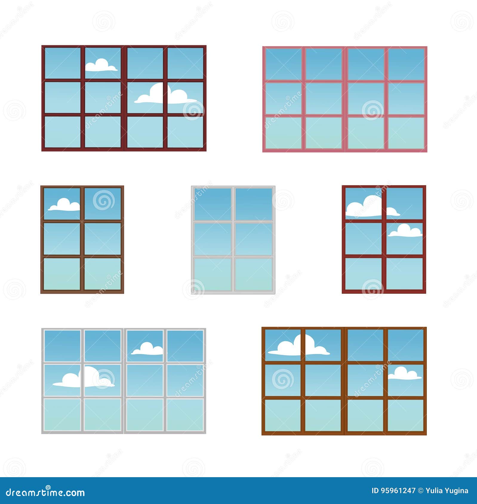 A Set of Window Frames in Different Colors. Stock Vector - Illustration ...