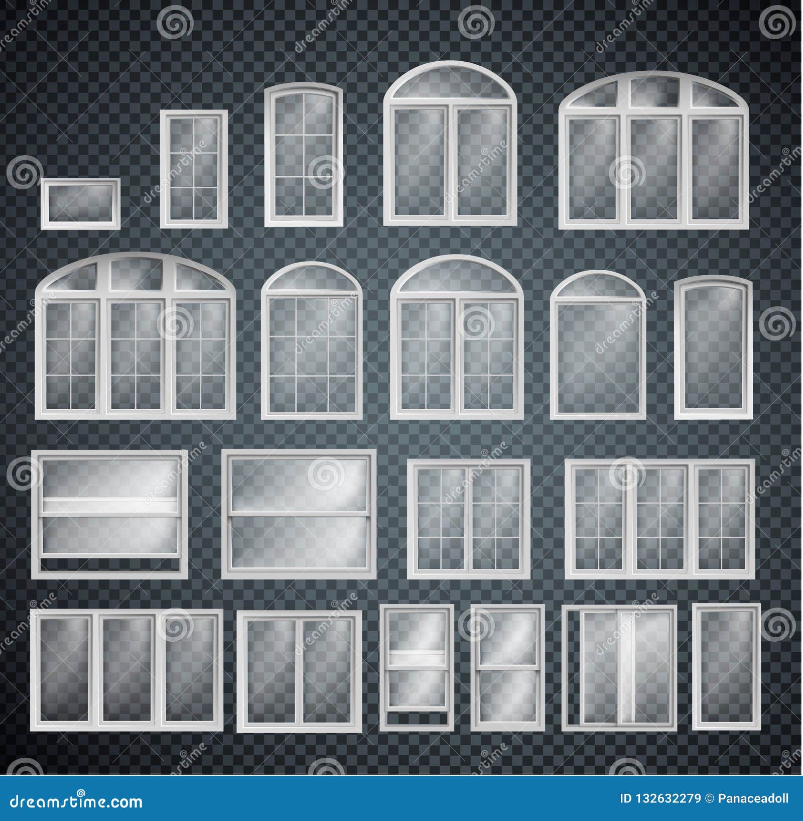 Set of Window Frames Isolated on Transparent Background Stock ...
