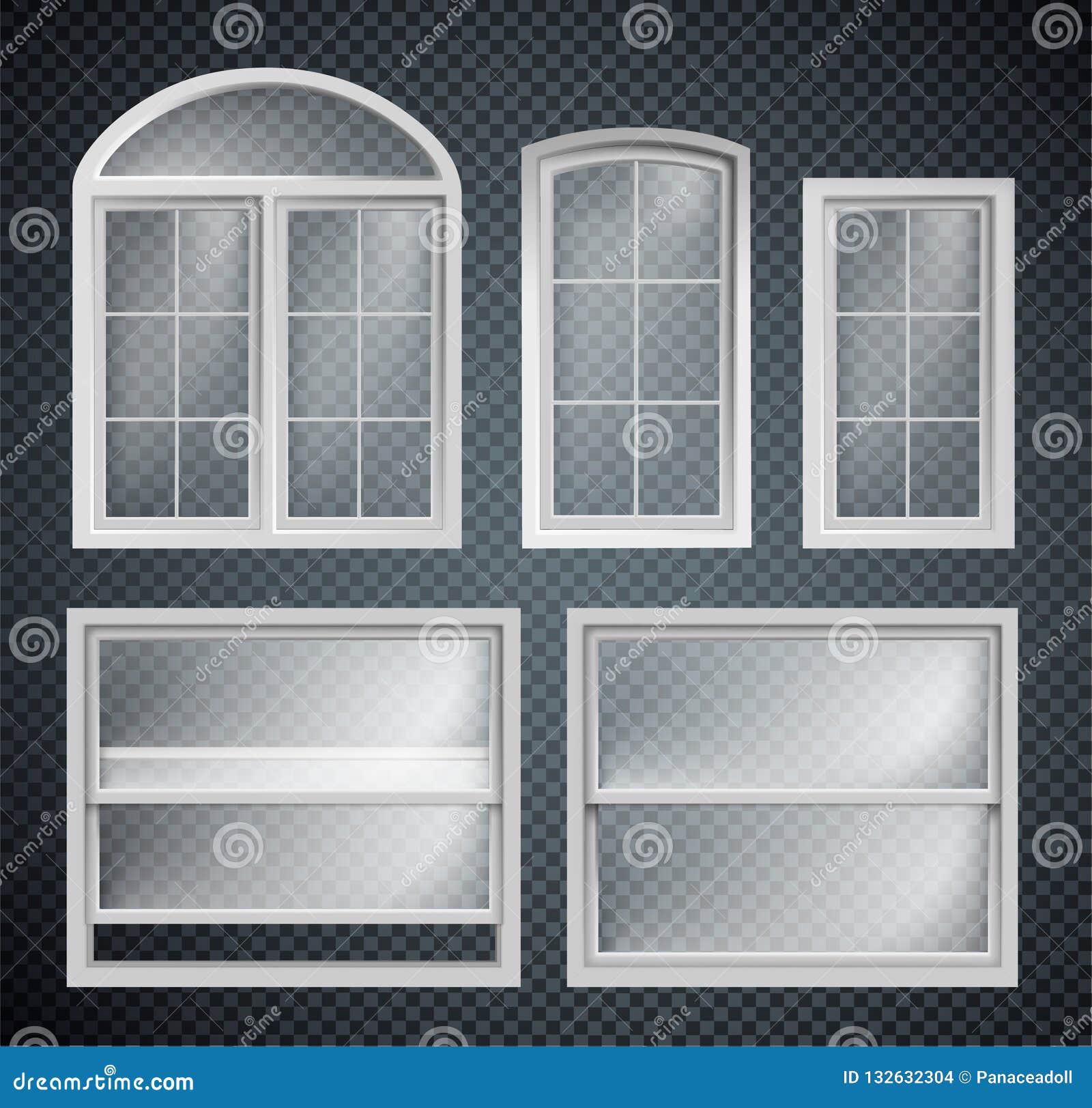 Set of Window Frames Isolated on Transparent Background Stock ...
