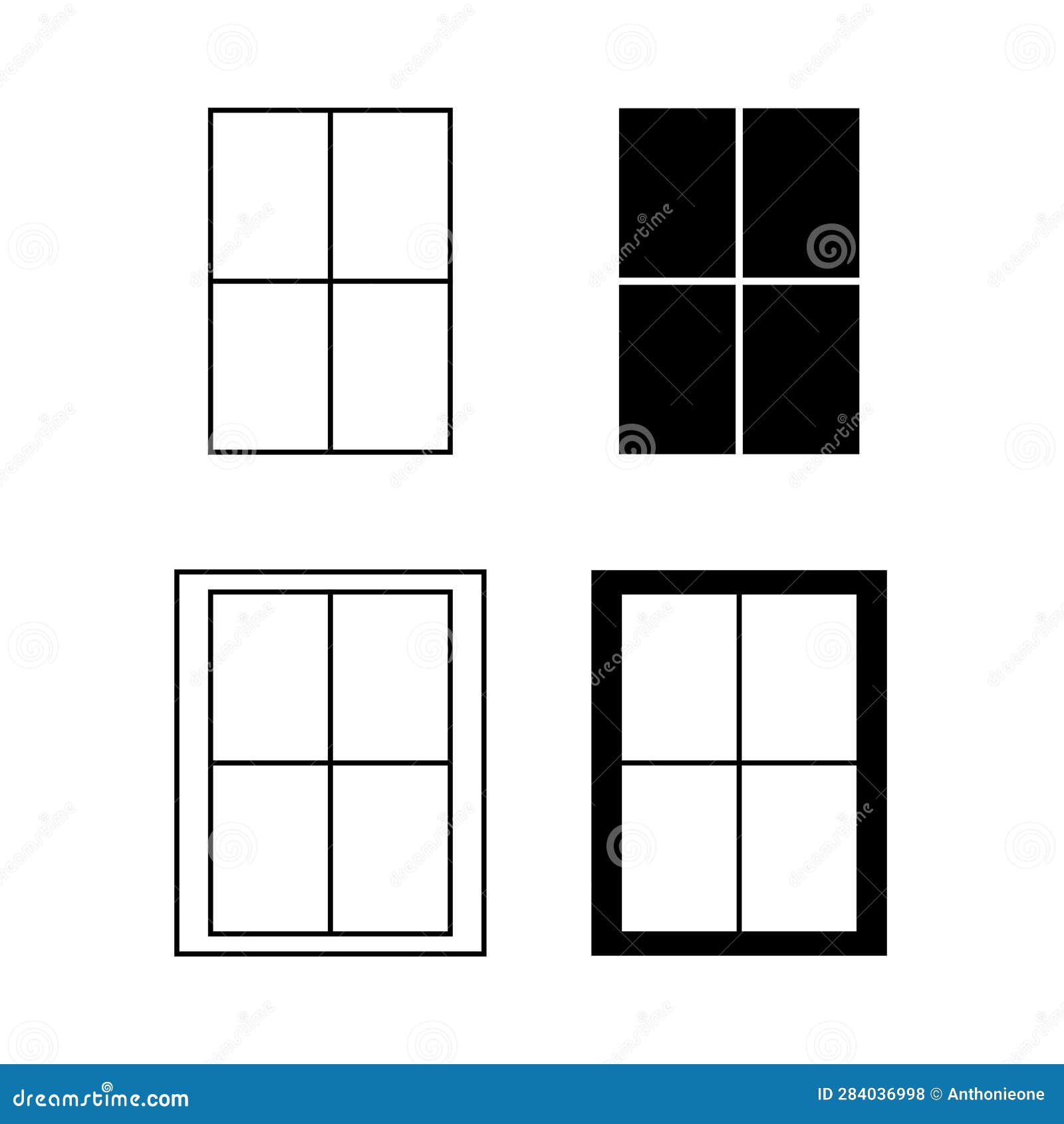 Set of Window Icon Architecture Element Isolated Vector Illustration ...