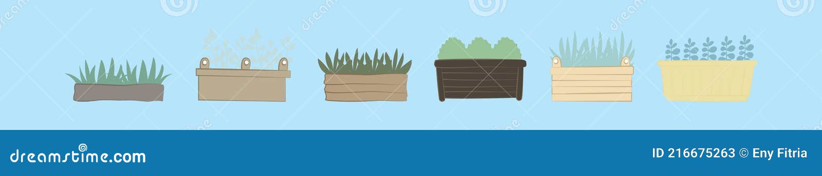 Set of Window Planter Cartoon Icon Design Template with Various Models ...