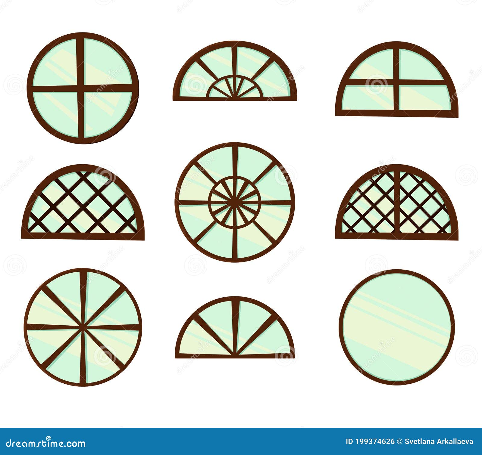 Set of Windows for Design. Cartoon Style. Vector Illustration. Stock ...
