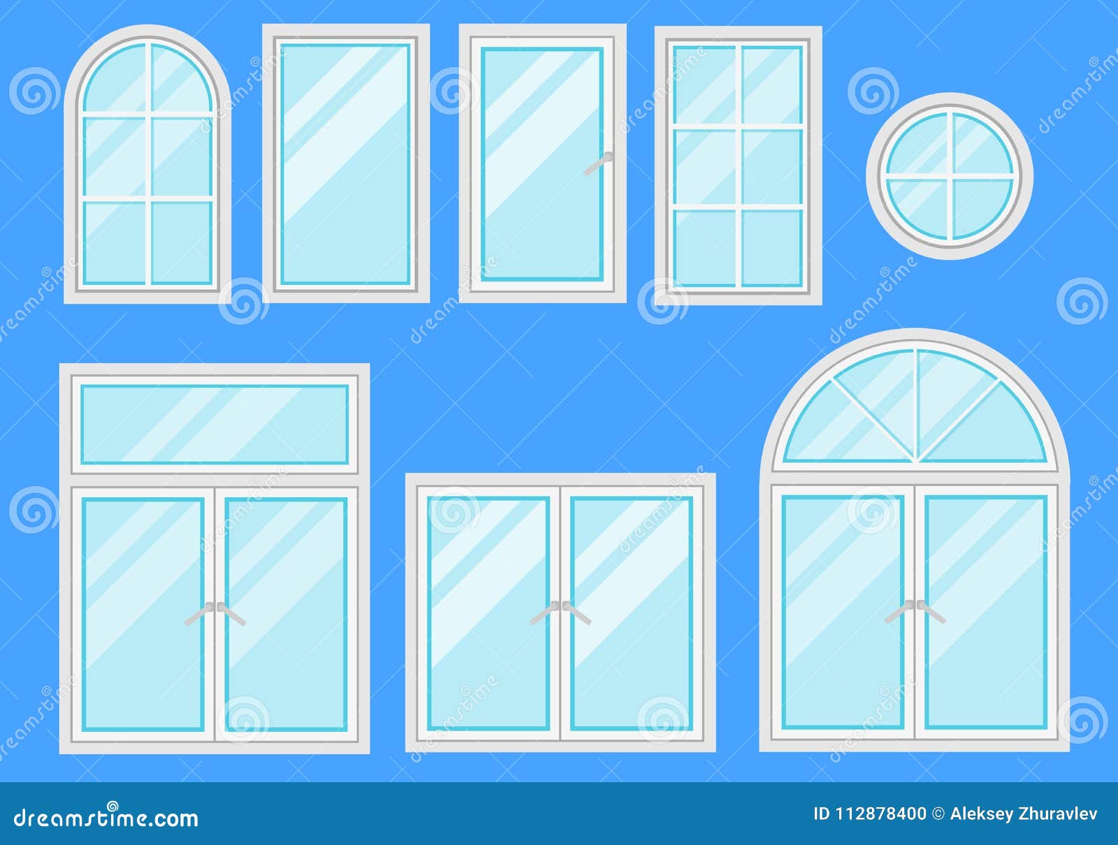 Set of Windows with Different Design of Frames. Shiny New Windows with ...