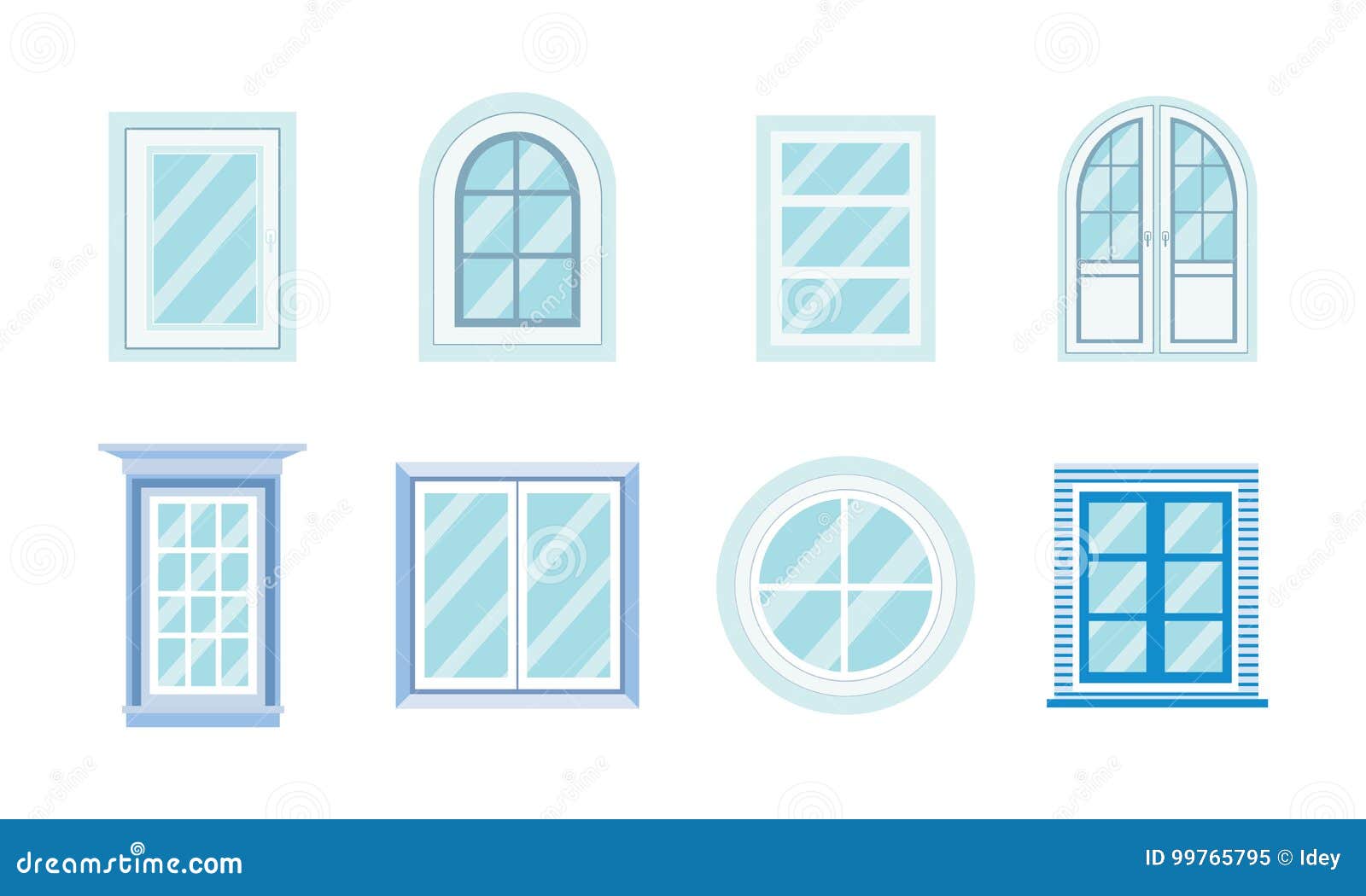 Set of Windows Different Shapes,materials and Colors. Stock Vector ...