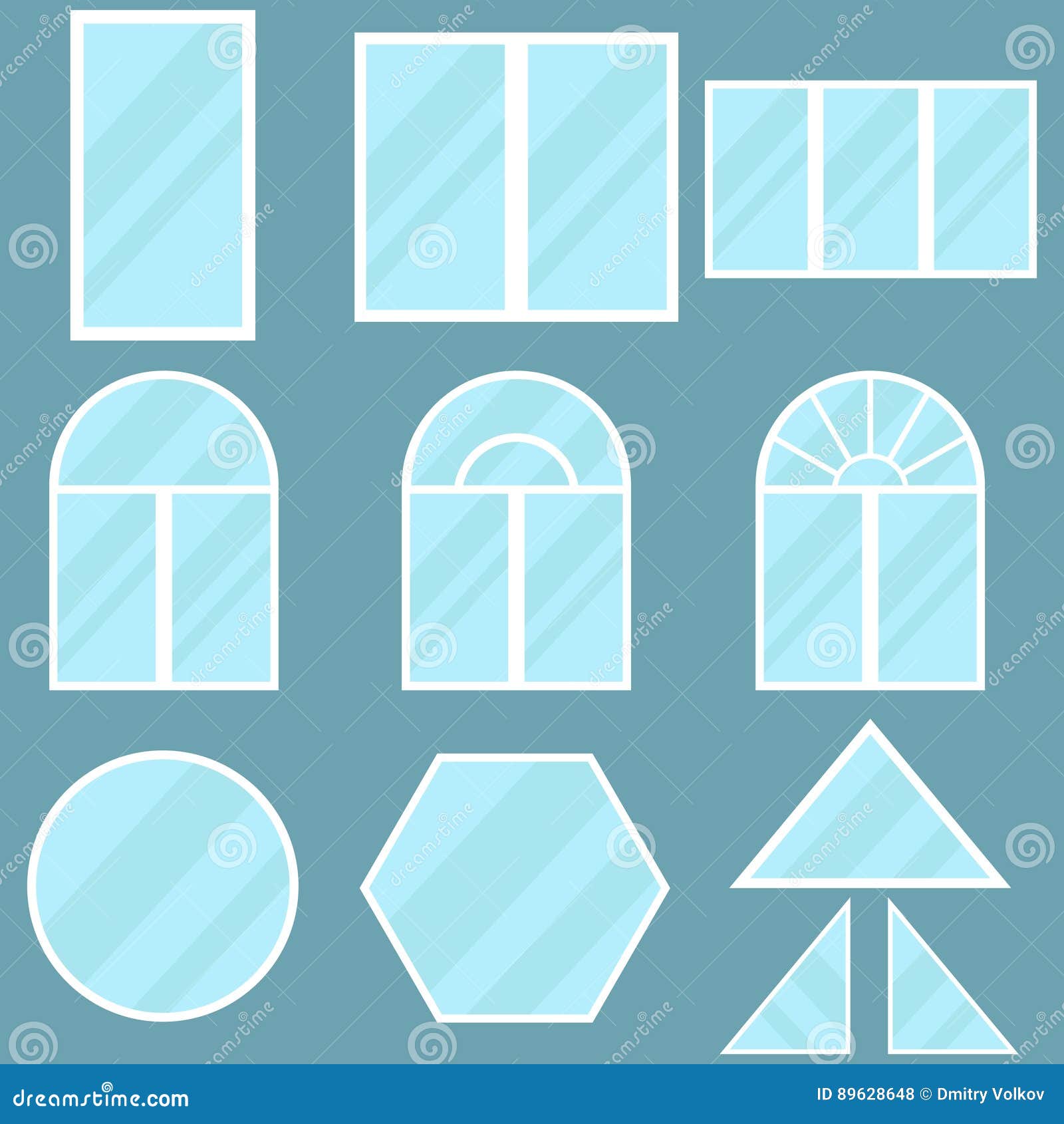 A set of windows stock vector. Illustration of background - 89628648