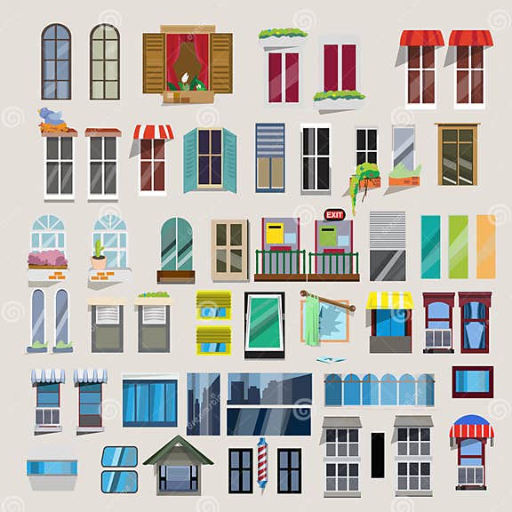 Set of windows - stock illustration. Illustration of concept - 65812771