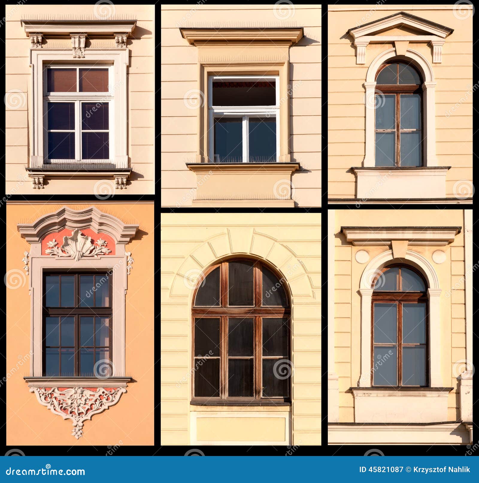 Set of Windows from Krakow, Poland Stock Image - Image of architecture ...