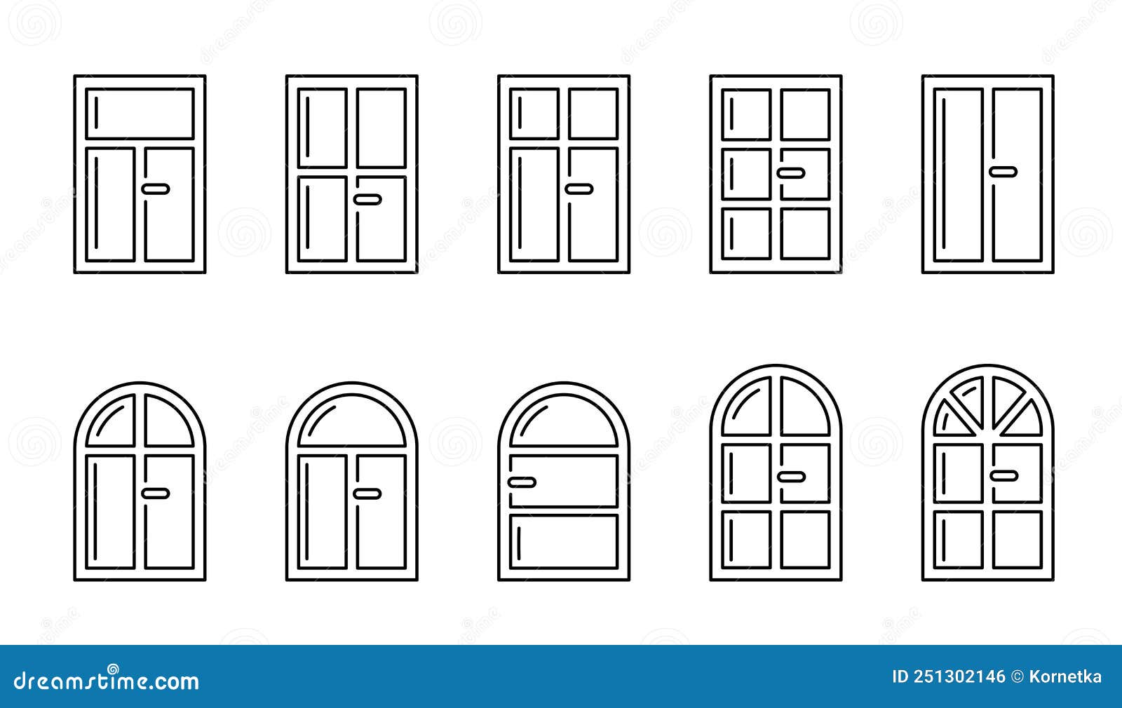 Set Windows Line Icon. Architecture Elements. Linear Icons Isolated on ...