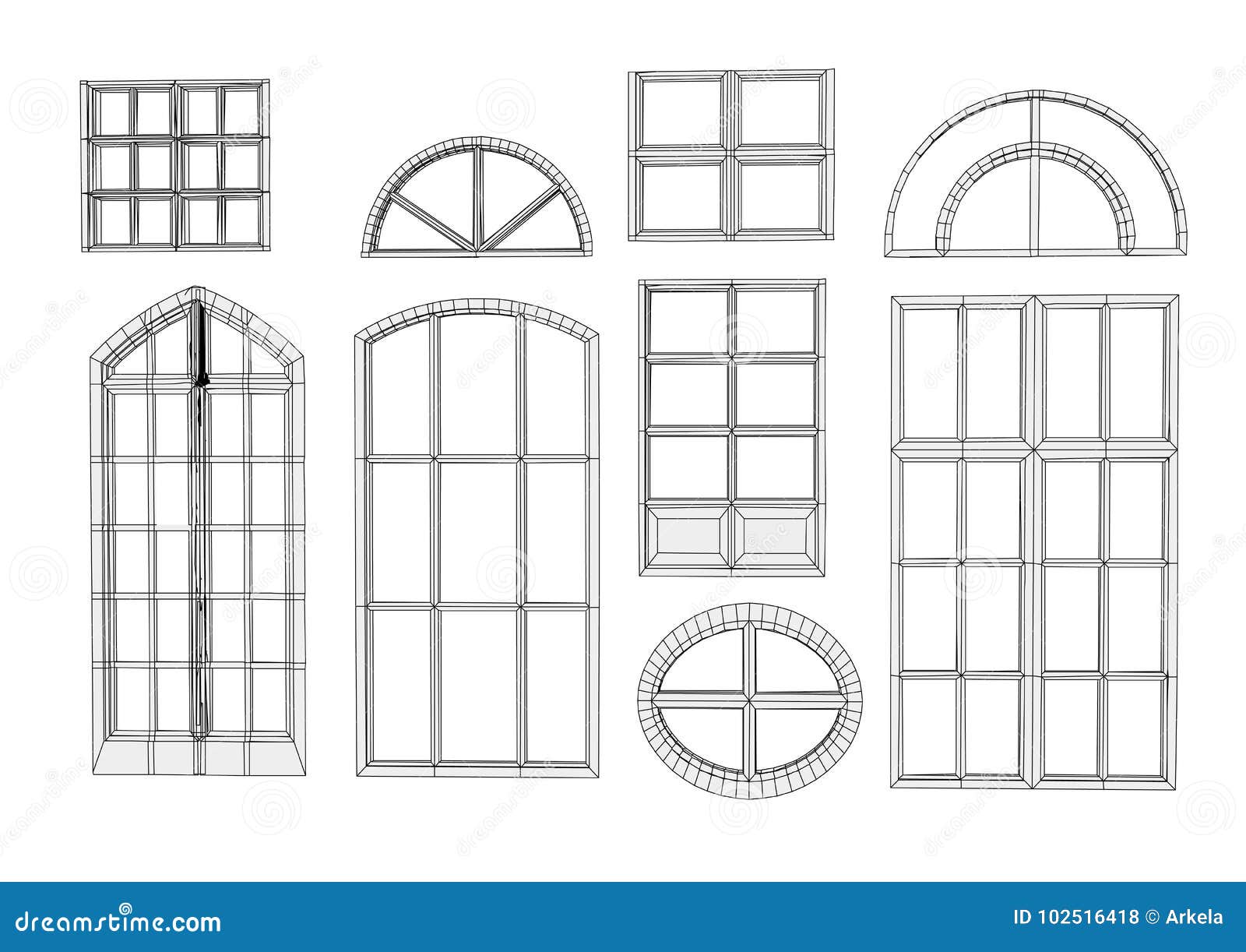 Set of windows stock illustration. Illustration of isolated - 102516418