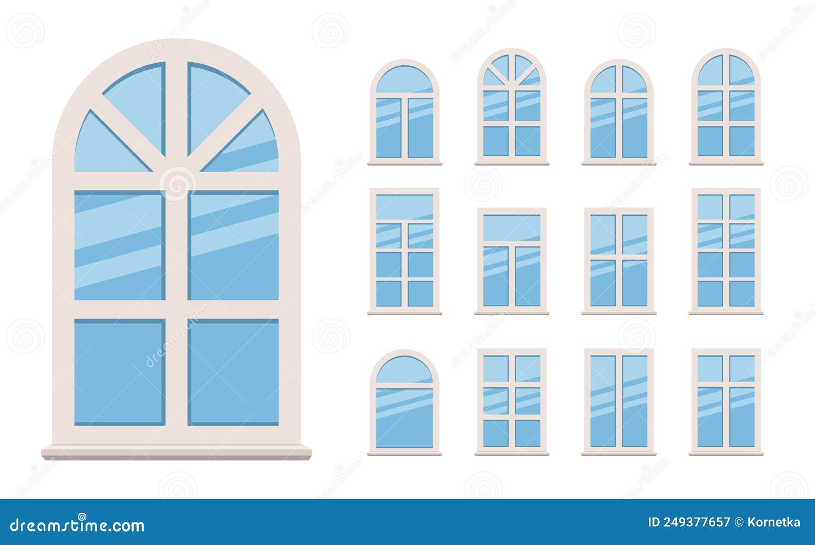 Set Windows in White Frames. Round Windows Icon. Collection Various ...