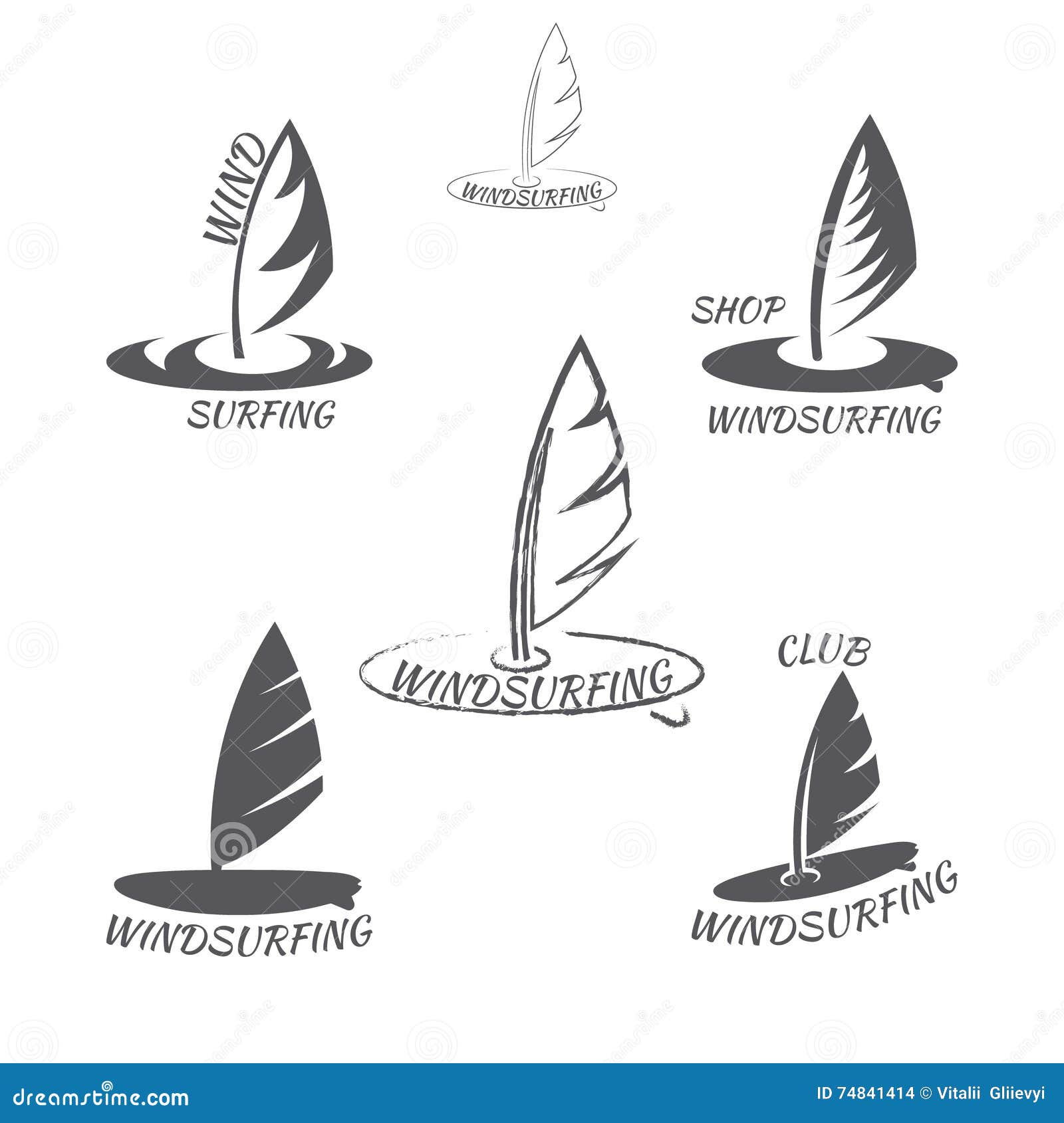 Set. Windsurfing Logo Vector Illustration Stock Vector - Illustration ...