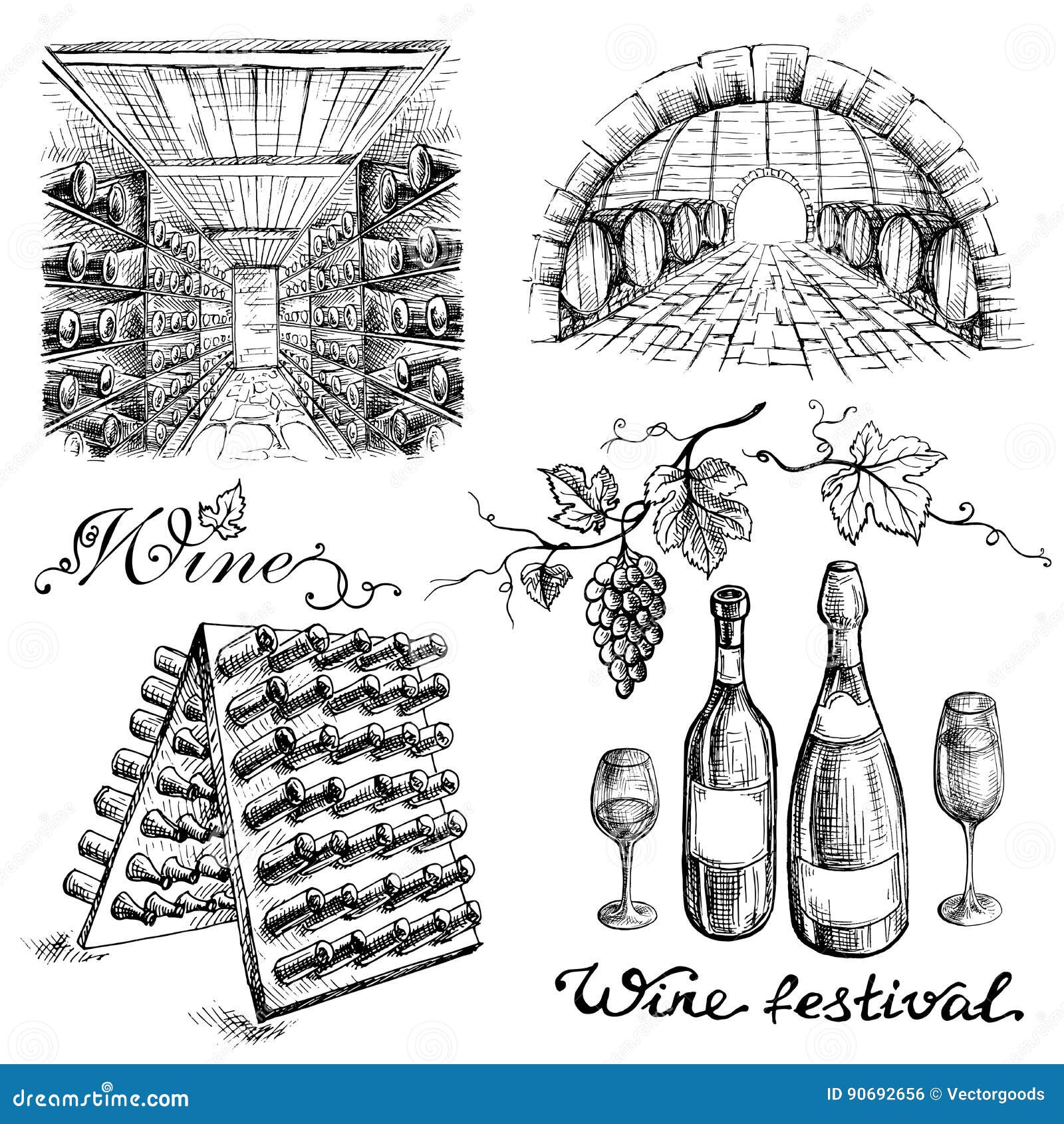 Pantry, Cellar With Food Preserves On Shelves On White Background ...