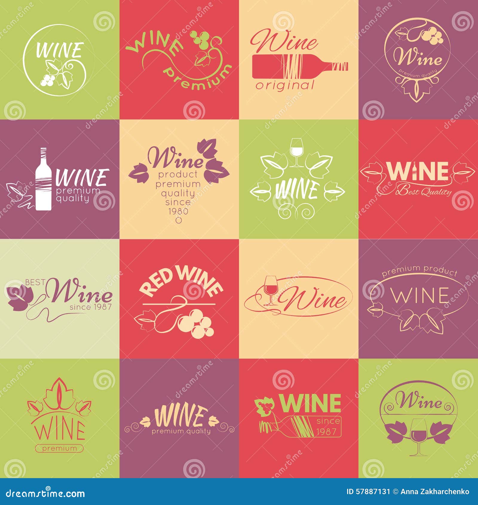 Set of Wine Labels, Badges and Logos for Design Stock Vector ...