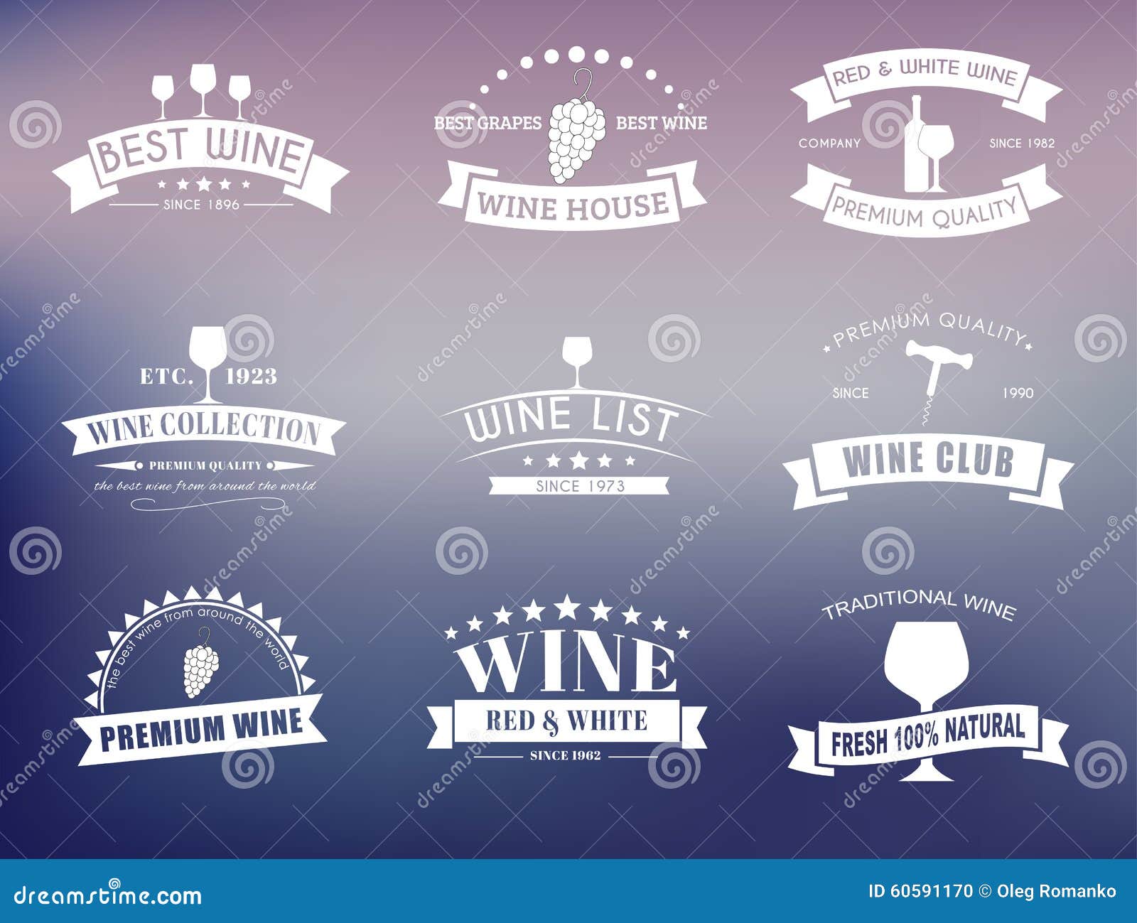 Set of Wine Logos with Ribbons Stock Vector - Illustration of logo ...
