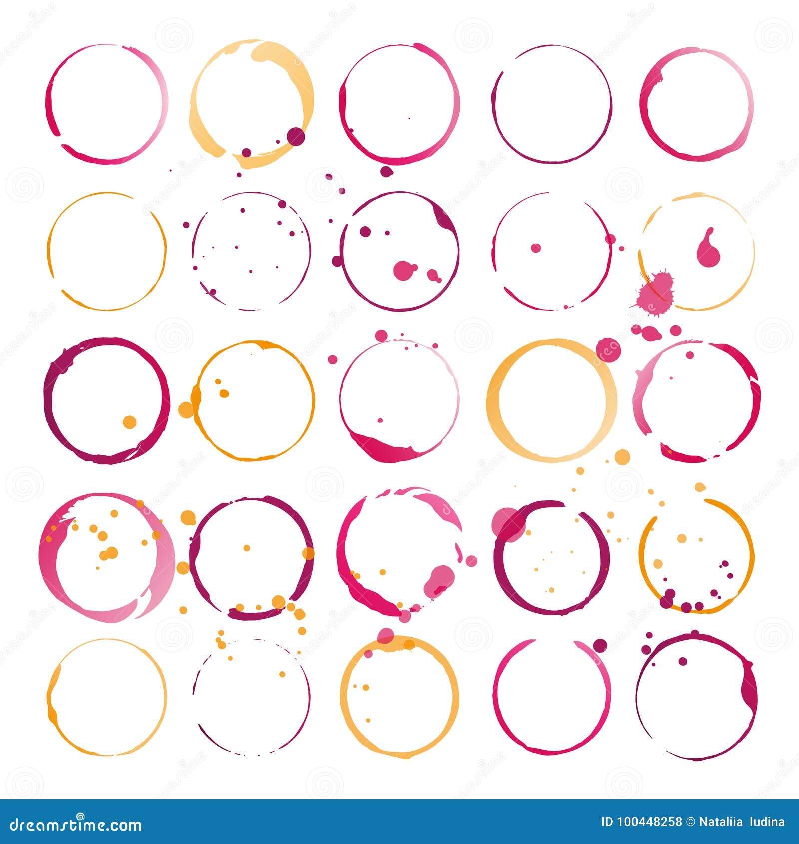 Set of Wine Stains and Splatters. Vector Illustration. Stock Vector ...