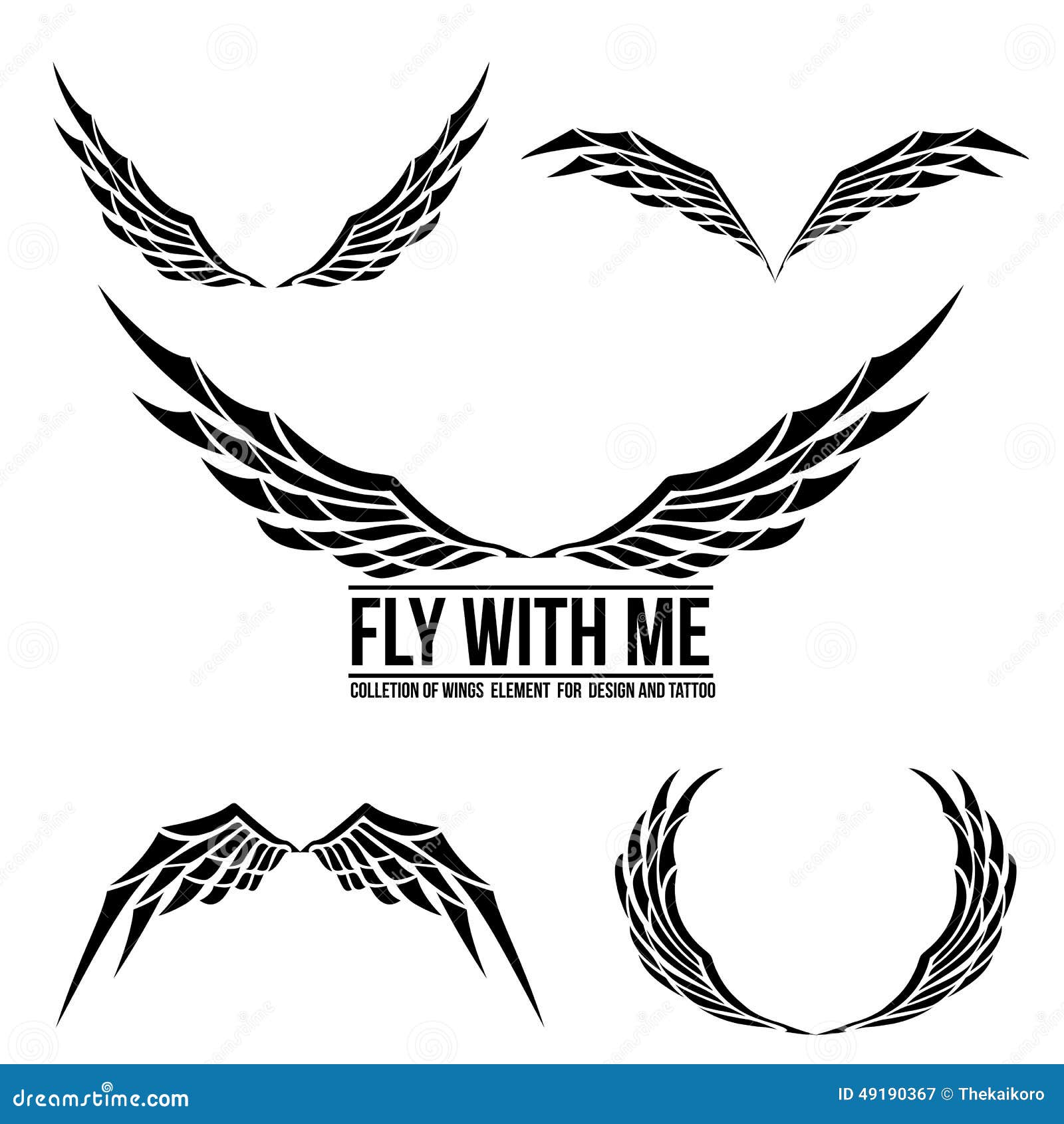 Set of Wing Emblem Element for Design Stock Vector - Illustration of ...