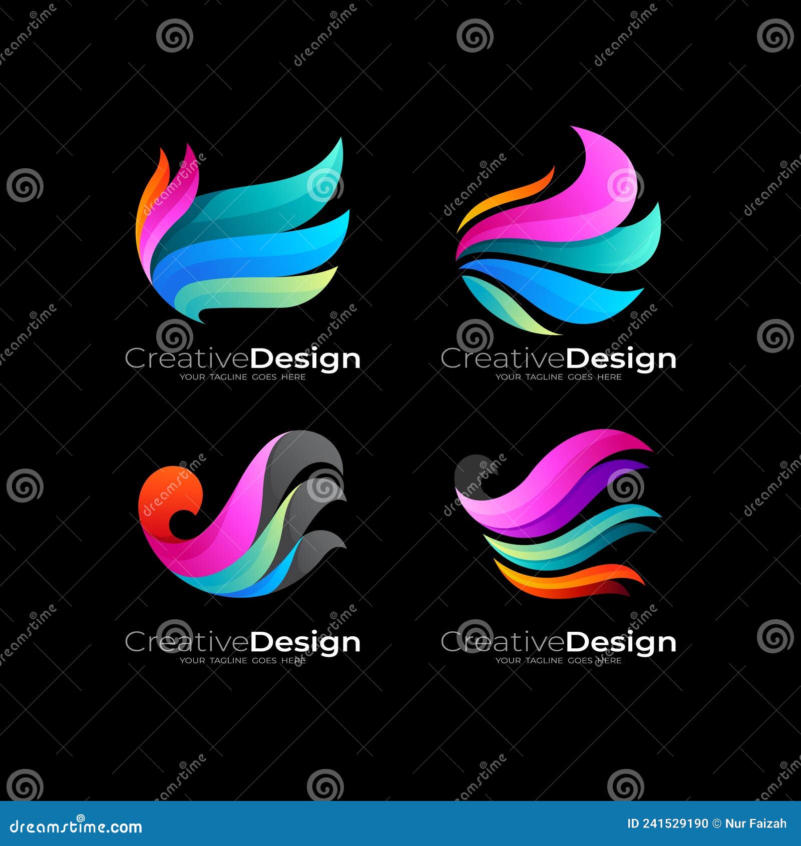 Set Wing Logo with Colorful Style, Abstract Wing Logos Stock Vector ...