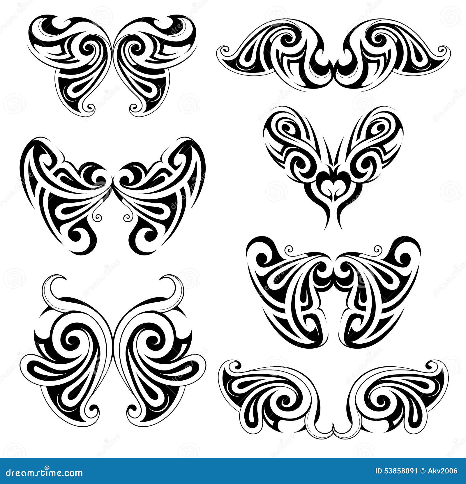 Set of wing shapes stock vector. Illustration of icon - 53858091