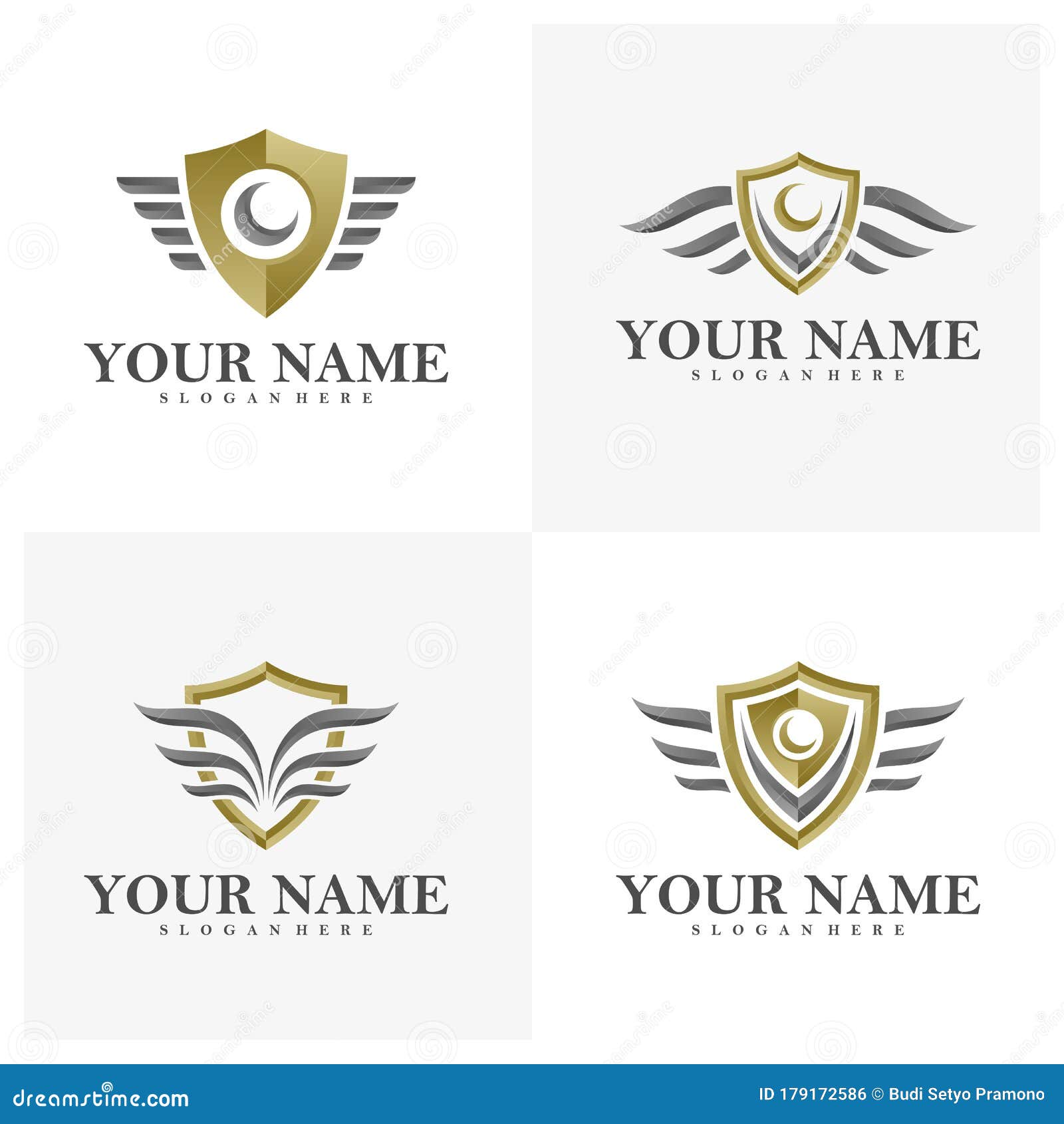 Set of Wing Shield Logo Vector Template, Creative Wings Logo Design ...