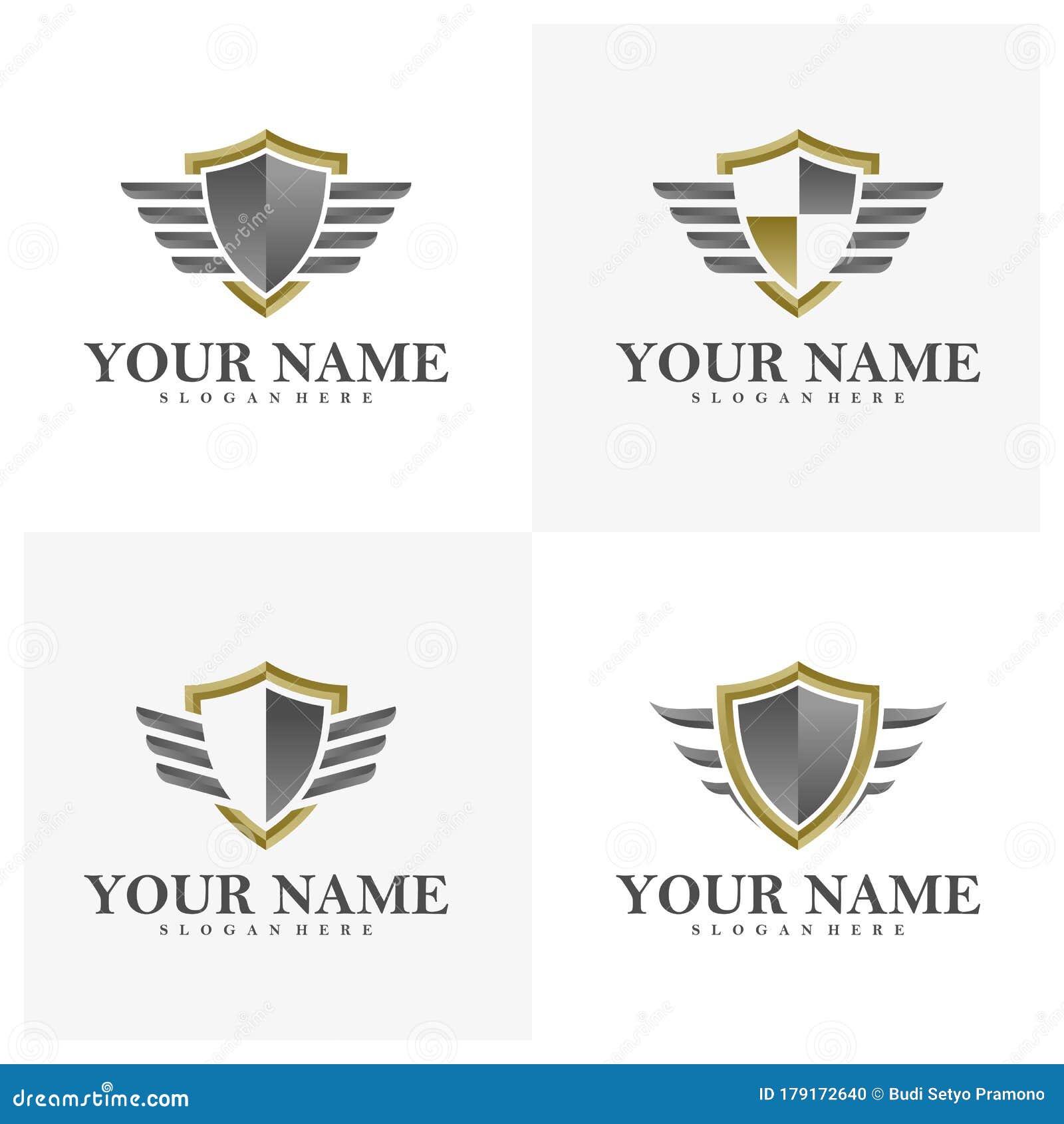Set of Wing Shield Logo Vector Template, Creative Wings Logo Design ...