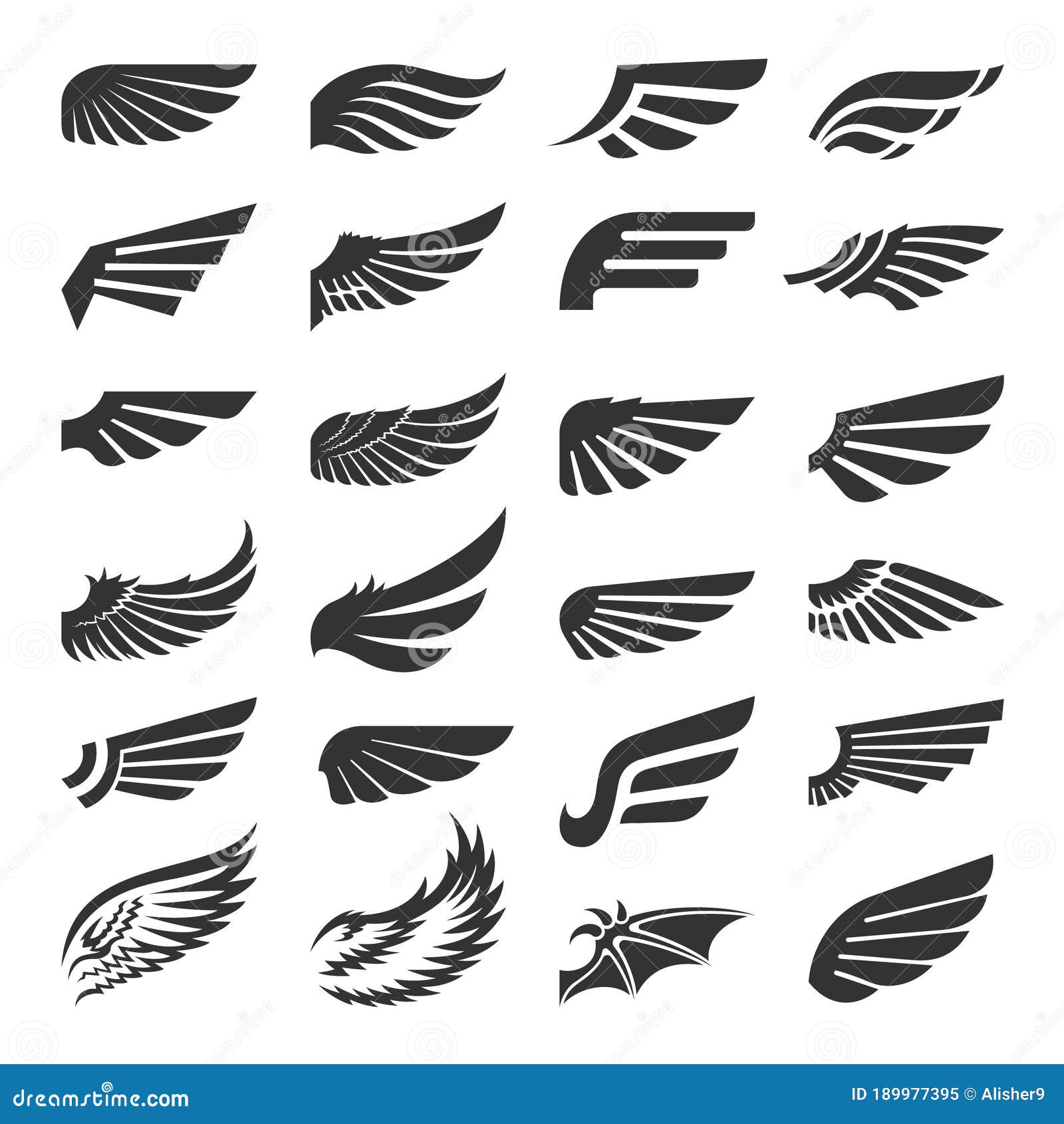 Set of Wing Signs Design Elements Stock Vector - Illustration of ...