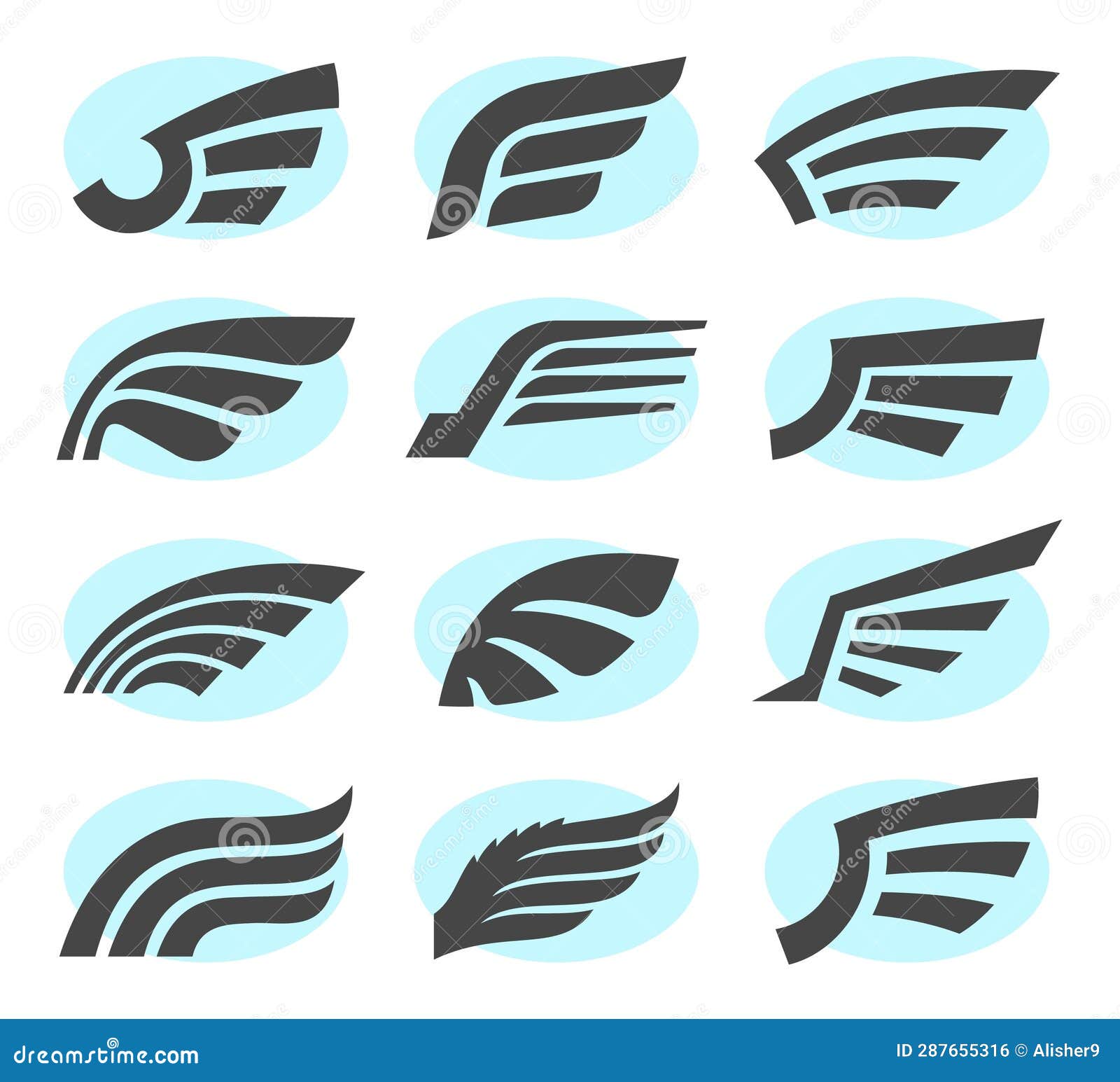 Set of Wing Signs Design Elements Stock Vector - Illustration of symbol ...