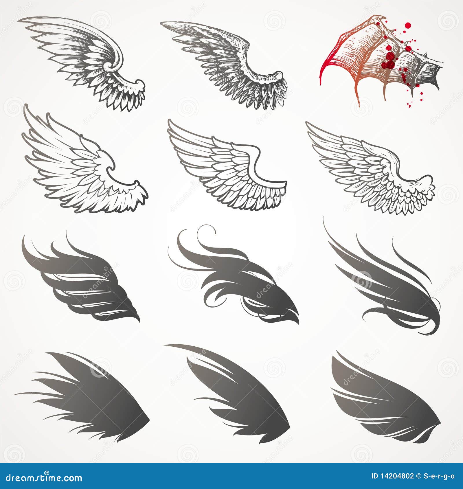 Set of wings. stock illustration. Illustration of heaven - 14204802