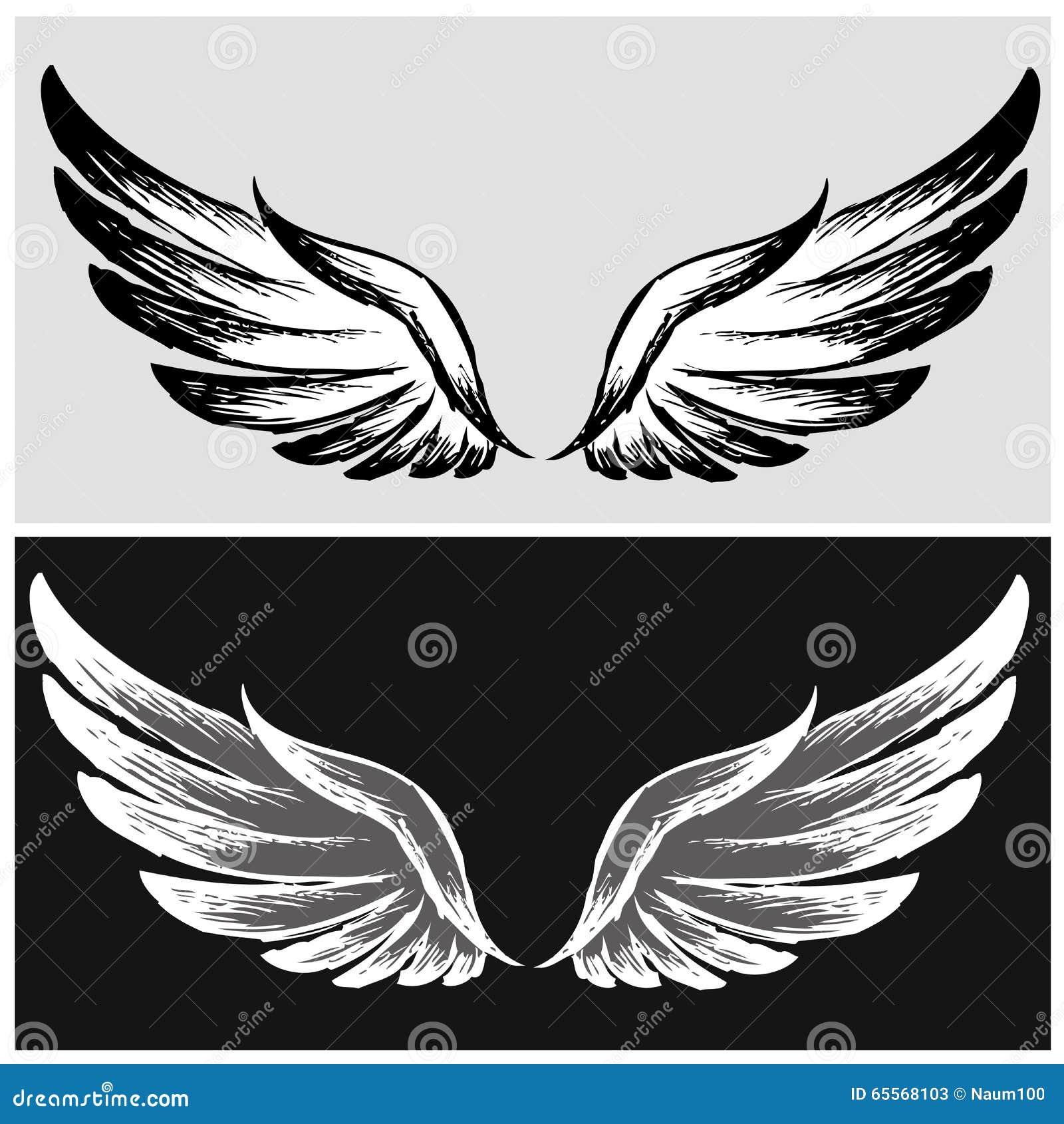 Set Wings,hand drawing stock vector. Illustration of clip - 65568103